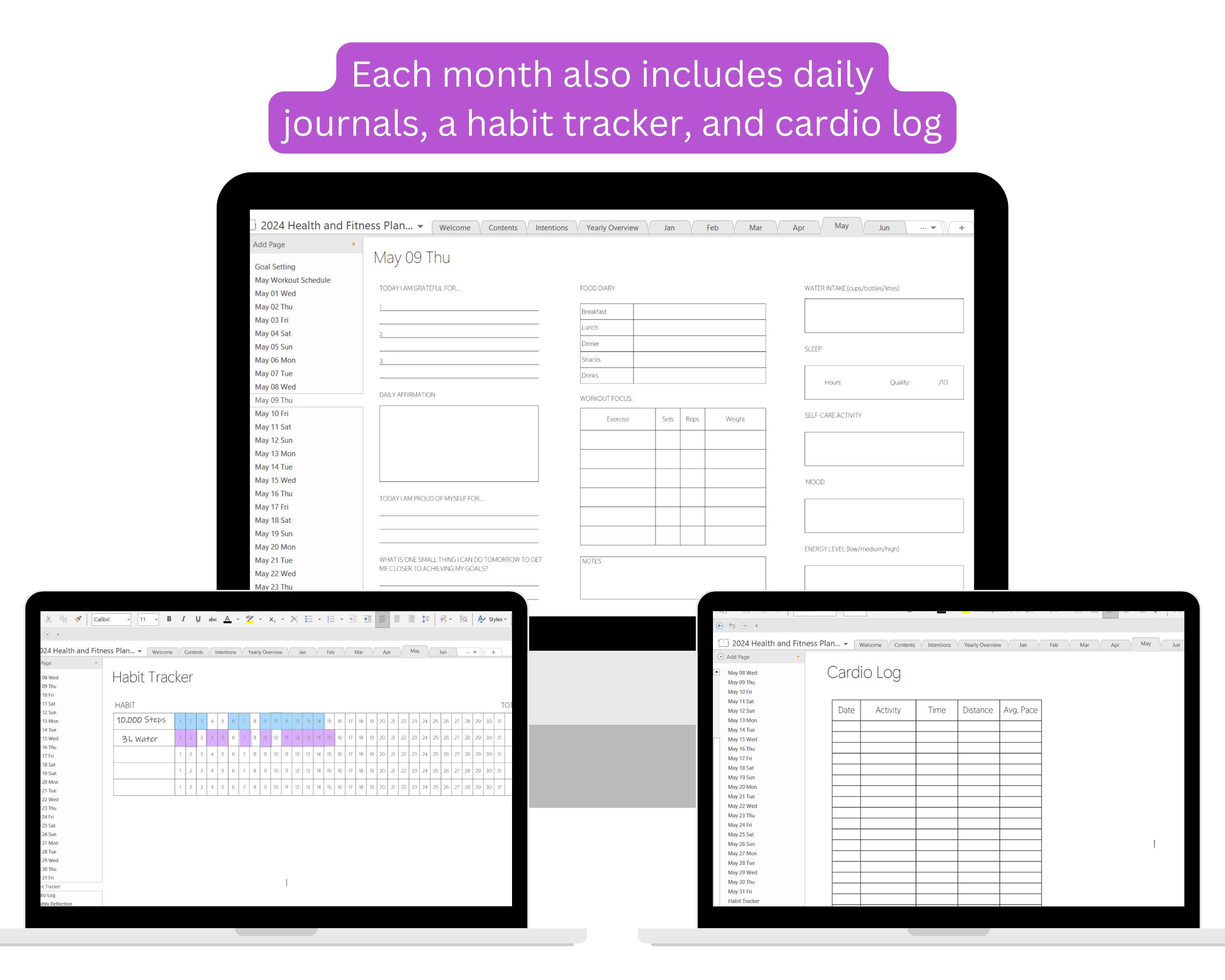 2024 Fitness Planner Onenote, Digital Health Planner, Fitness Journal ...