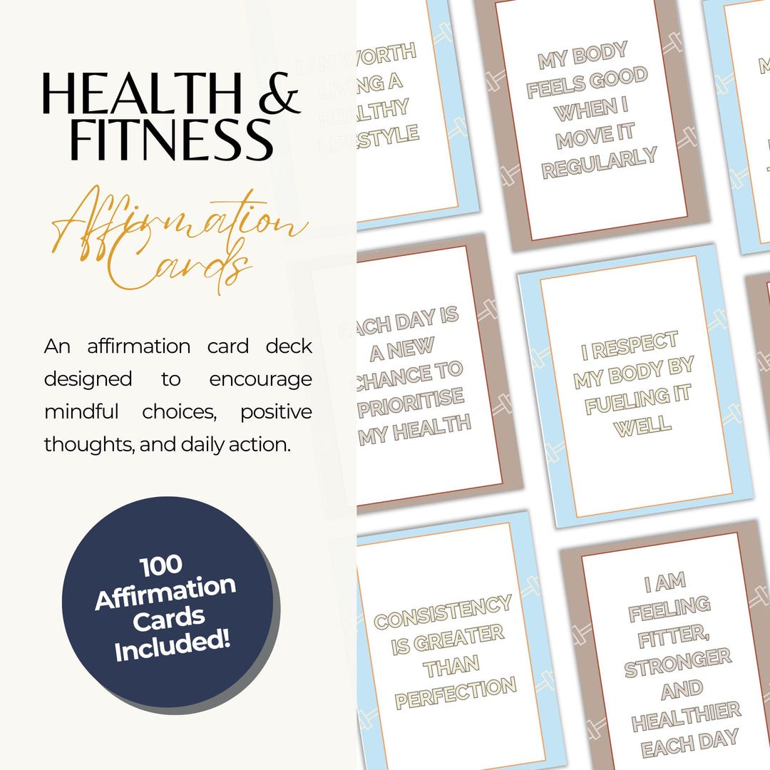 100 Fitness Affirmation Cards, Wellness Motivation Deck (digital ...