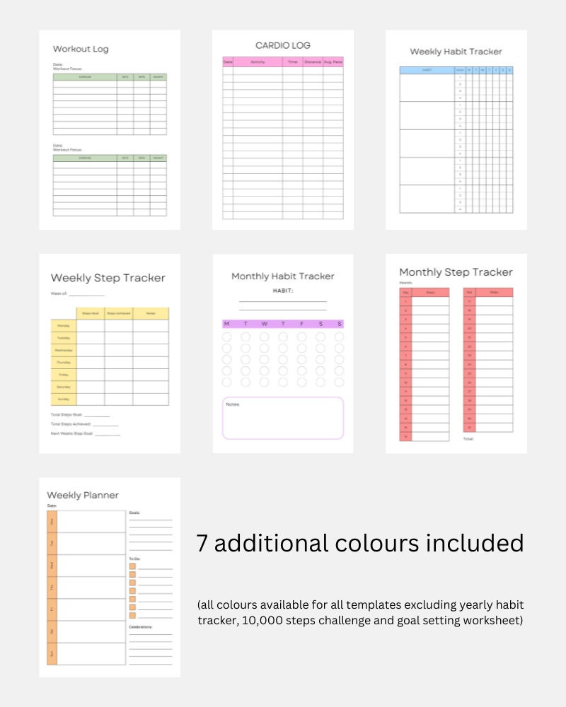The Ultimate Healthy Habits Bundle, Workout Log, Cardio Log, Habit ...