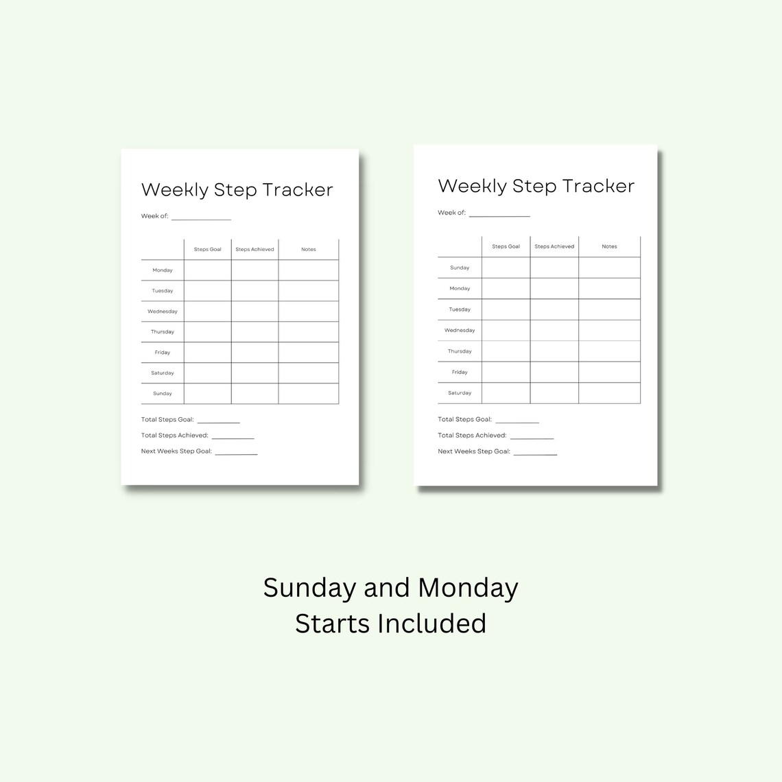 Step Tracker Printable Template Bundle, Step Log, Walking Journal ...
