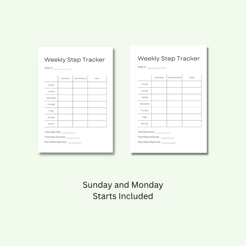 Step Tracker Printable Template Bundle, Step Log, Walking Journal ...