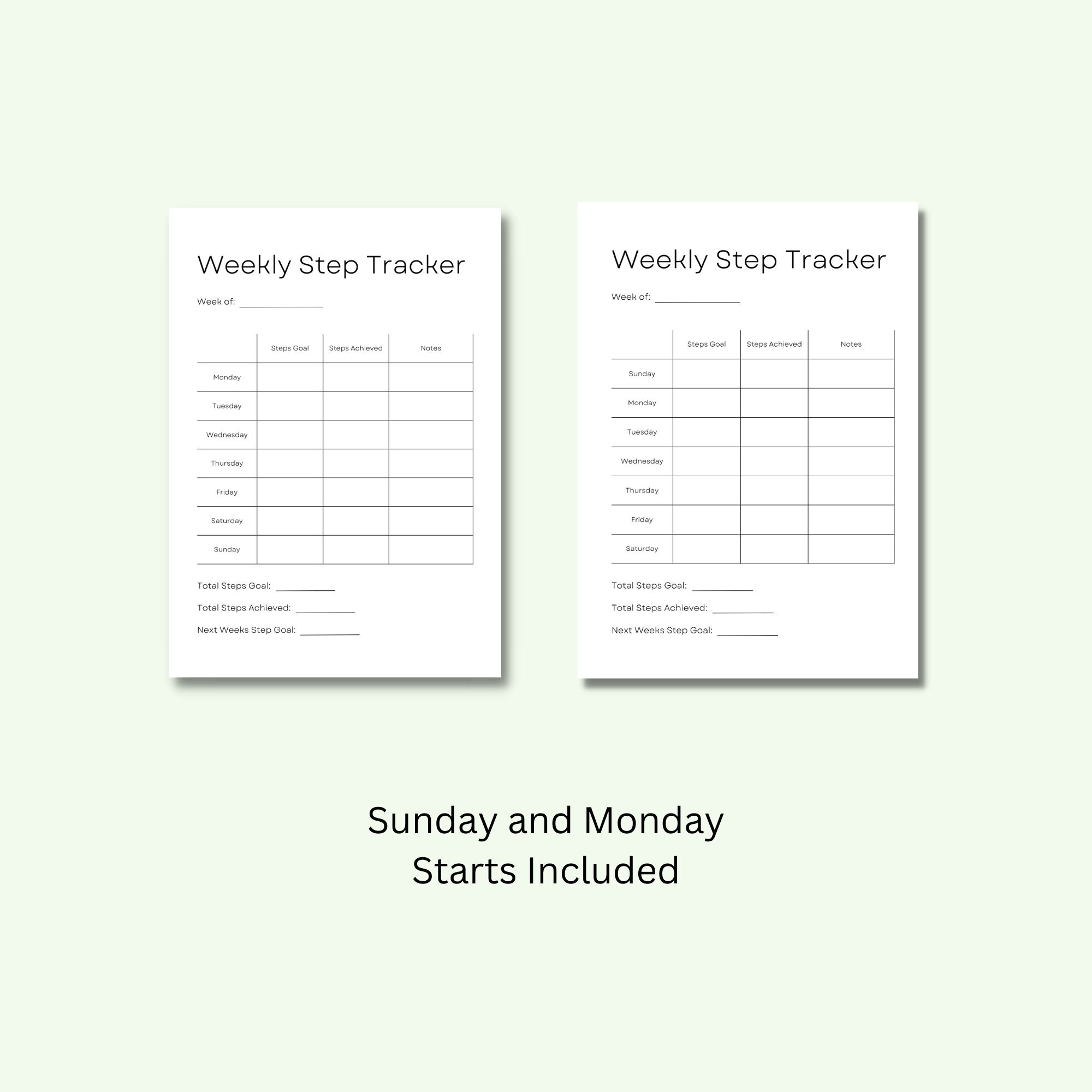 Step Tracker Printable Template Bundle, Step Log, Walking Journal ...