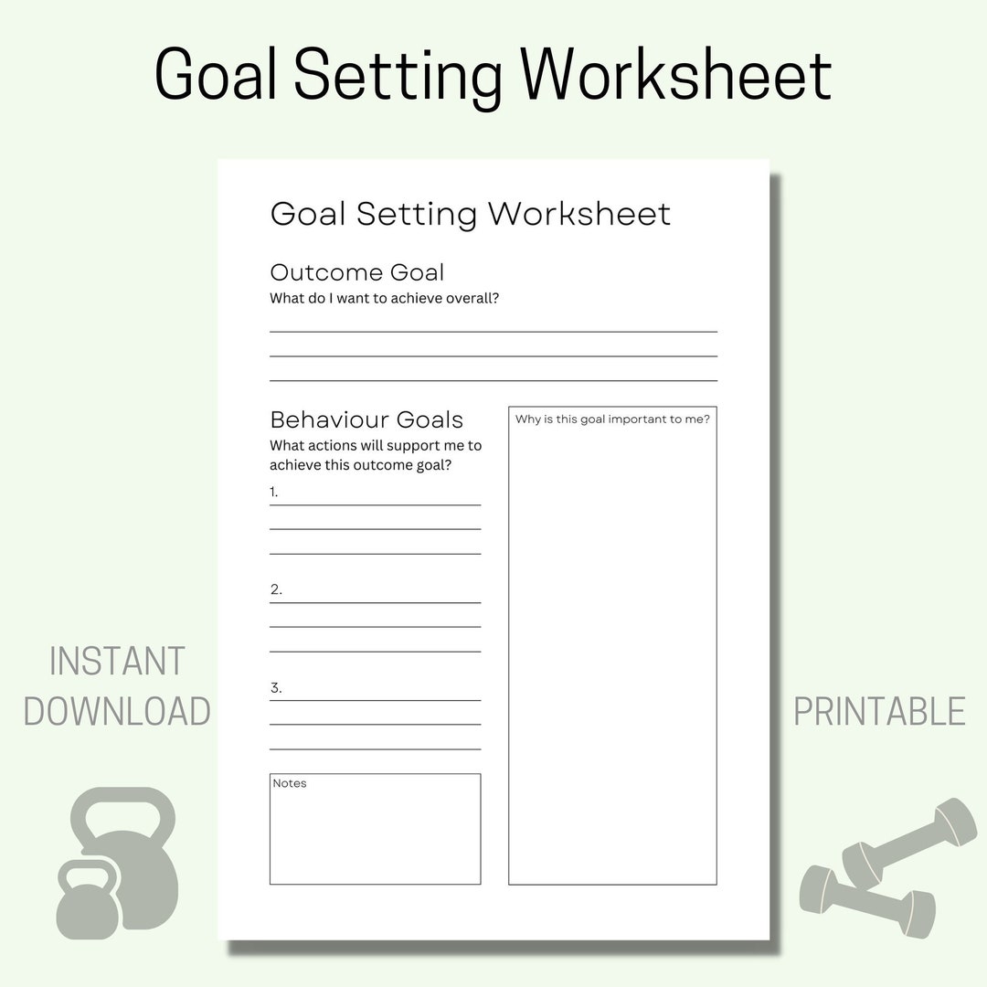 Goal Setting Worksheet Printable Fitness Journey Goal - Etsy