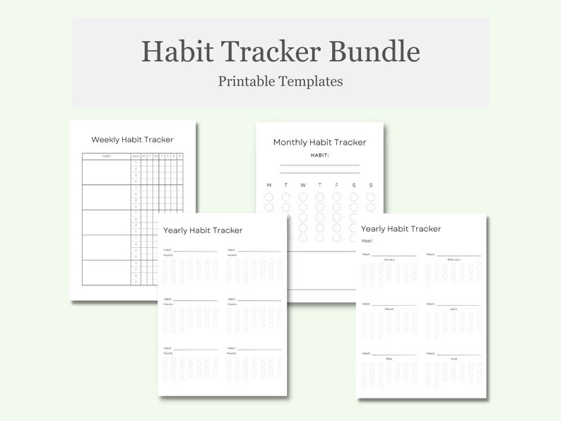 Habit Tracker Bundle, Printable Template, Fitness Tracker, Goal Setting ...