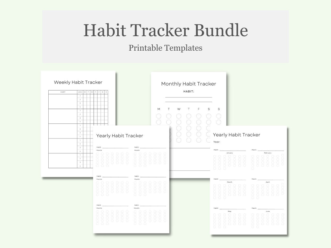 Habit Tracker Bundle, Printable Template, Fitness Tracker, Goal Setting ...