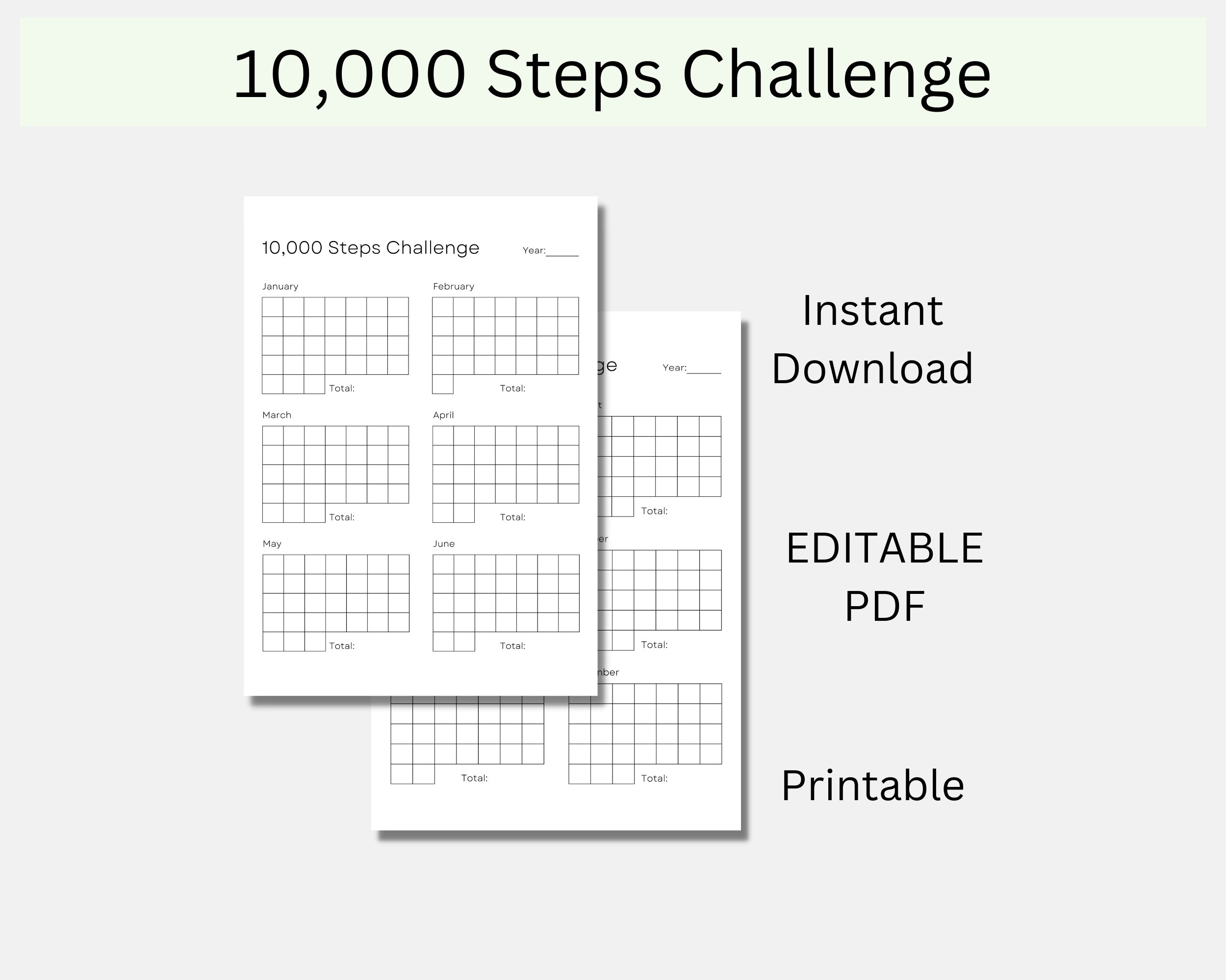 10000 Step Challenge Printable Editable Template, Step Tracker, Walking ...