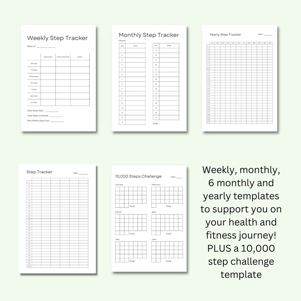 Step Tracker Printable Template Bundle, Step Log, Walking Journal ...