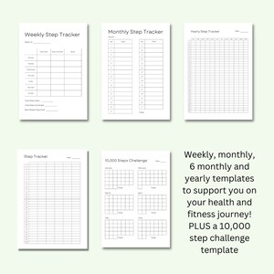 Step Tracker Printable Template Bundle, Step Log, Walking Journal ...