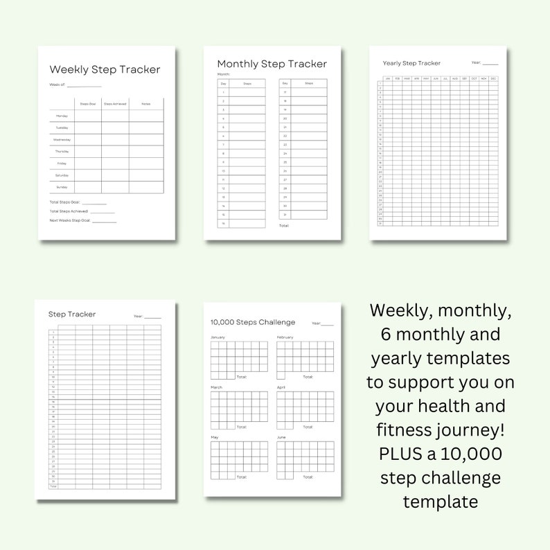 Step Tracker Printable Template Bundle, Step Log, Walking Journal ...