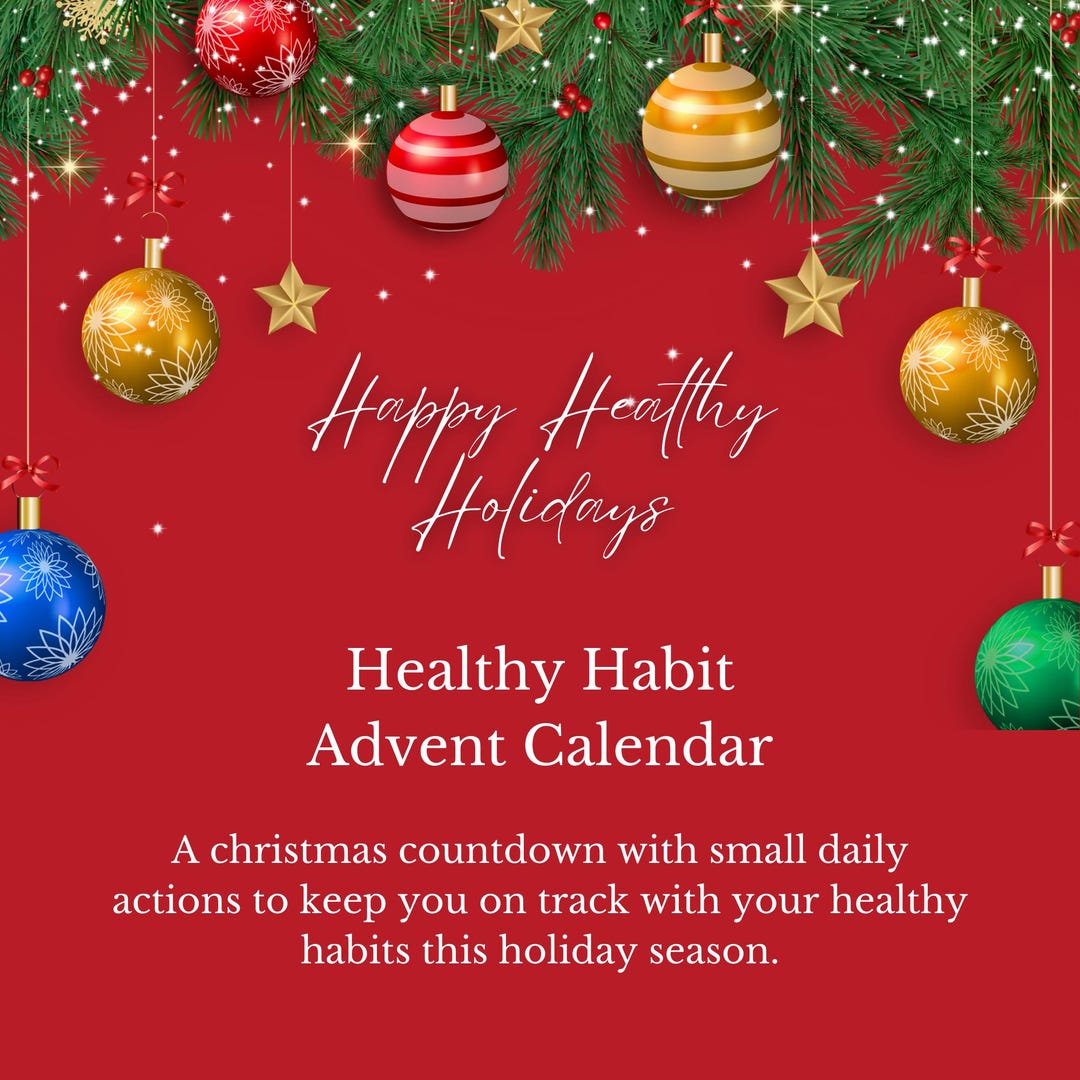 Fitness Advent Calendar, 24 Daily Healthy Habits, December Health and ...