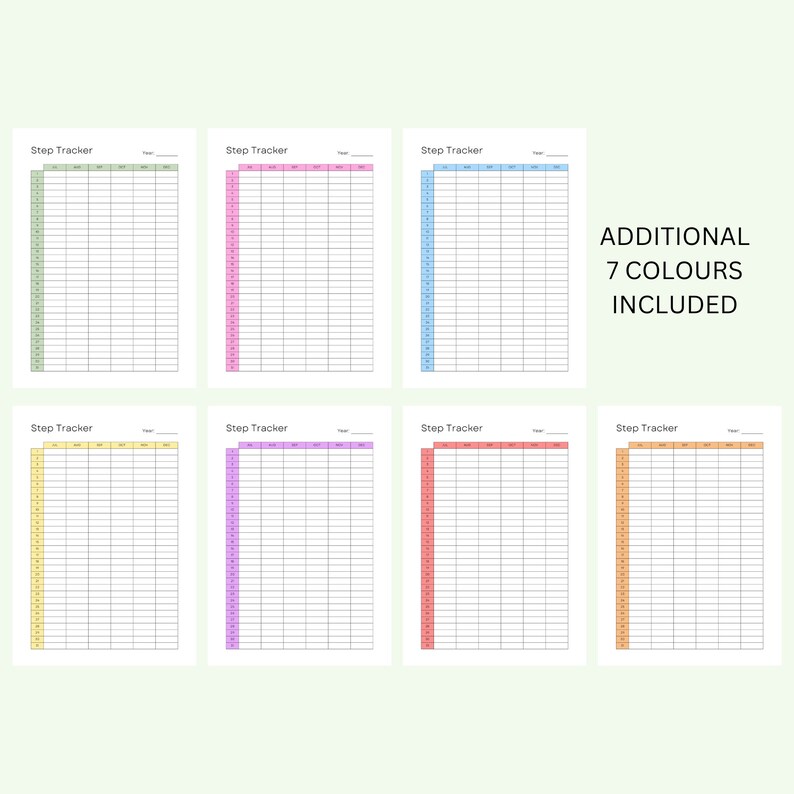 Six Month Step Tracker Printable Template, Step Log, Daily Step Chart ...