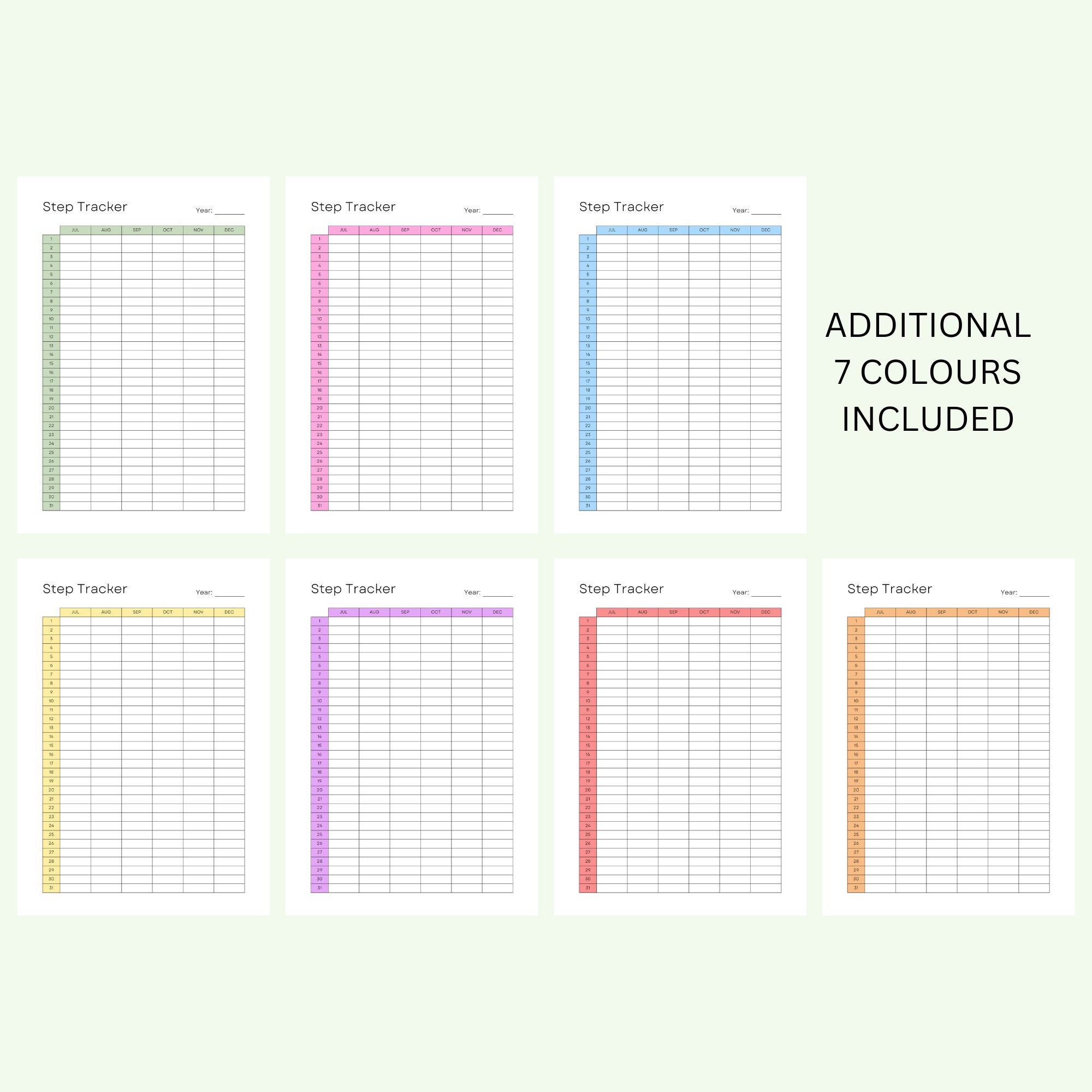 Six Month Step Tracker Printable Template, Step Log, Daily Step Chart ...