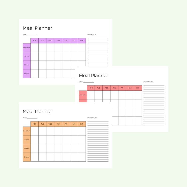 Printable Meal Planner With Grocery List Weekly Food Prep - Etsy