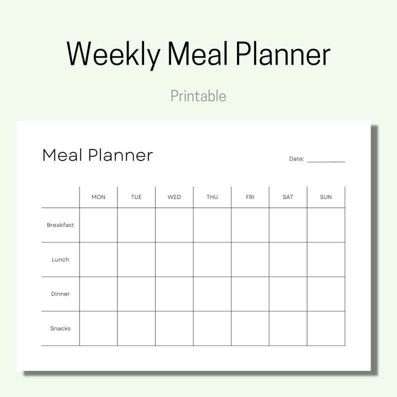 Printable Weekly Meal Planner, Instant Download PDF Meal Planner ...