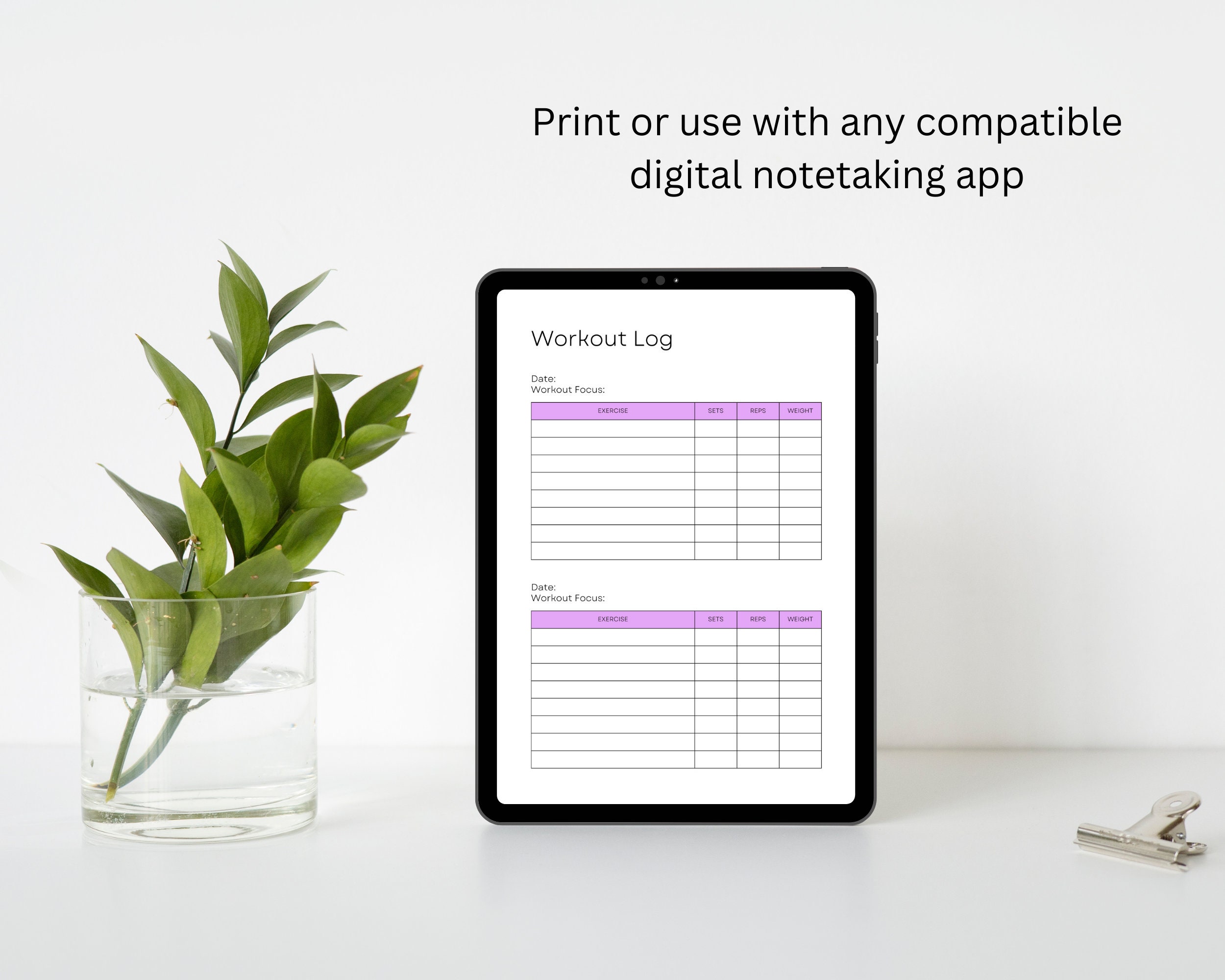 Workout Log Printable, Editable PDF, Fitness Planner, Exercise Template ...