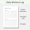 Cardio Log Printable, Workout Log, Running Tracker, Fitness Goals ...
