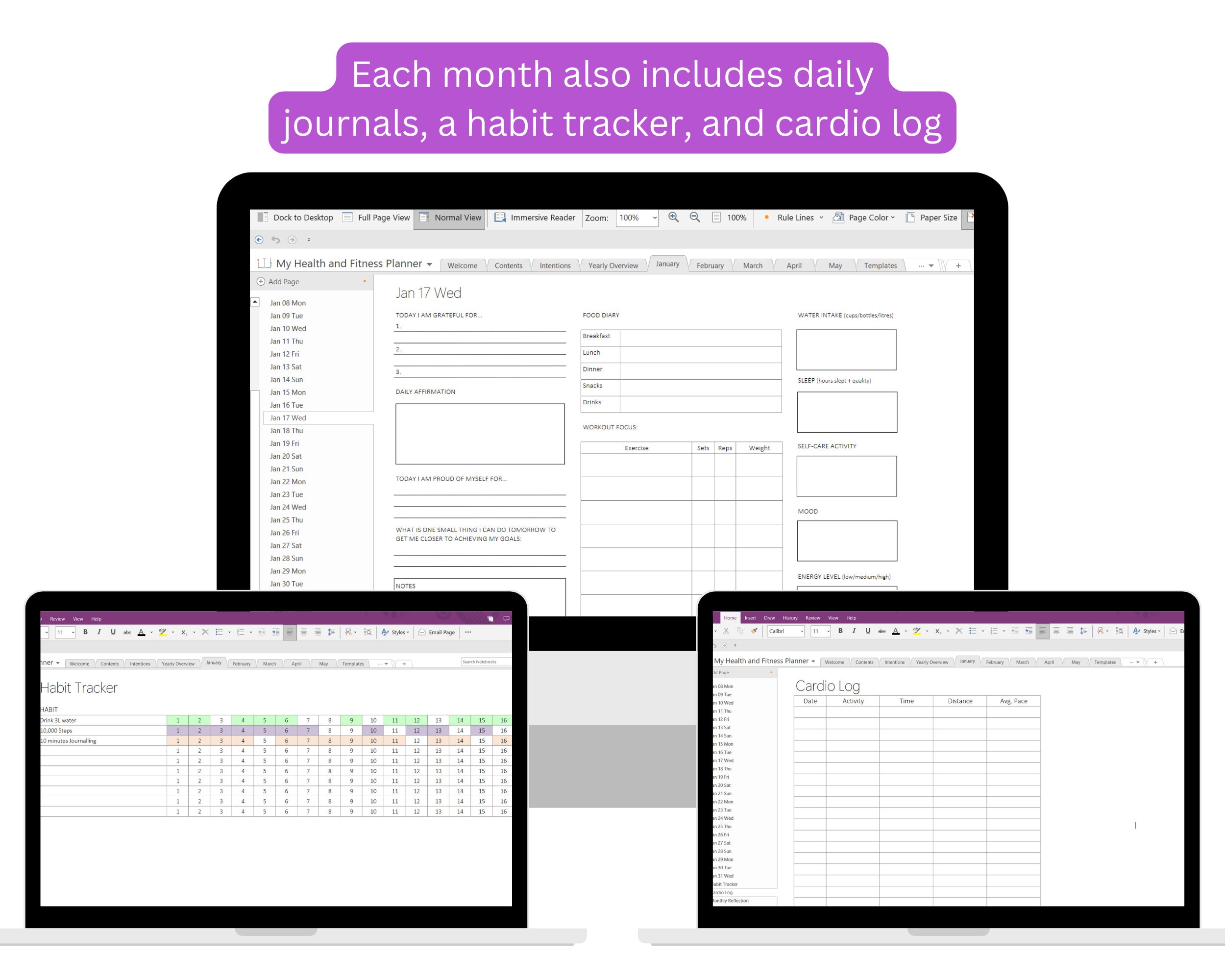 Onenote Fitness Planner 2024, Digital Health Planner, Health Journal ...