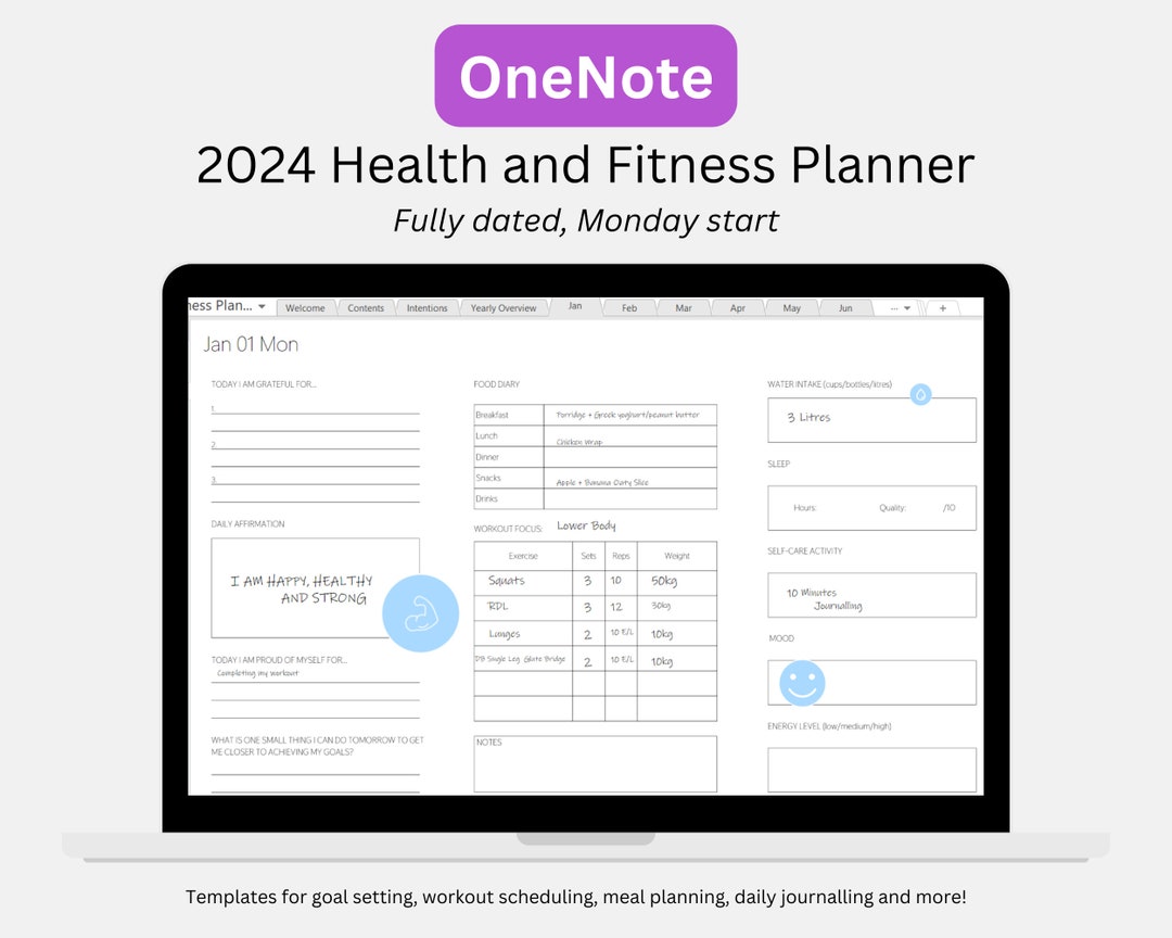 2024 Fitness Planner Onenote, Digital Health Planner, Fitness Journal ...