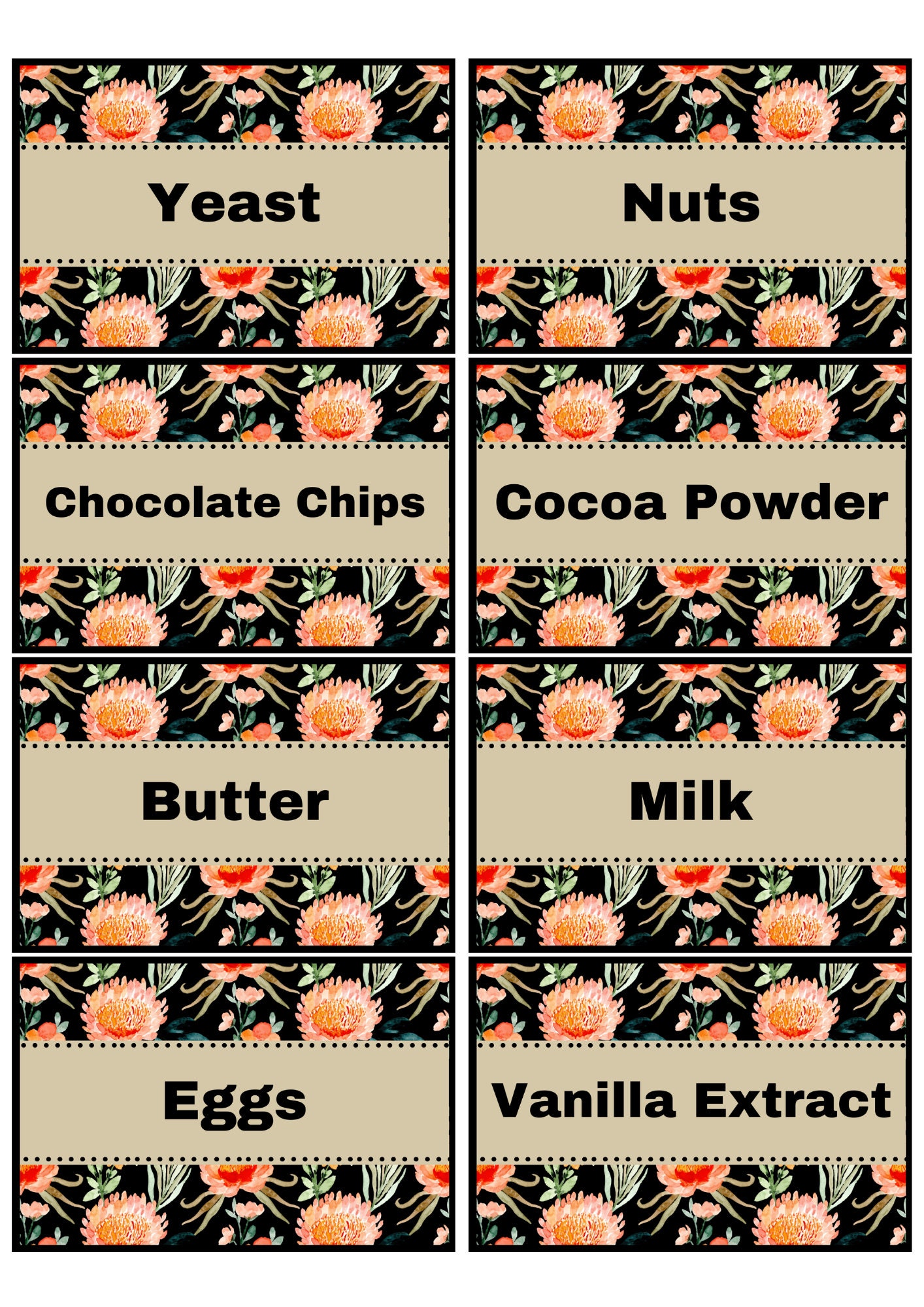 Bloom & Bake: Floral Ingredient Labels - A Must-have for Every Kitchen ...