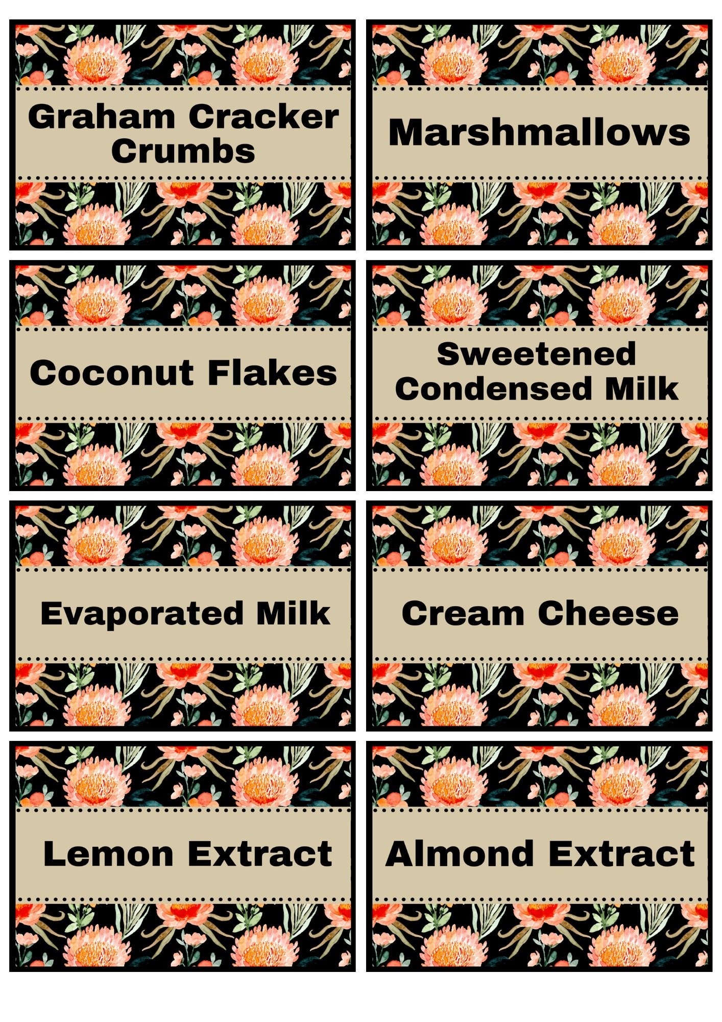 Bloom & Bake: Floral Ingredient Labels - A Must-have for Every Kitchen ...