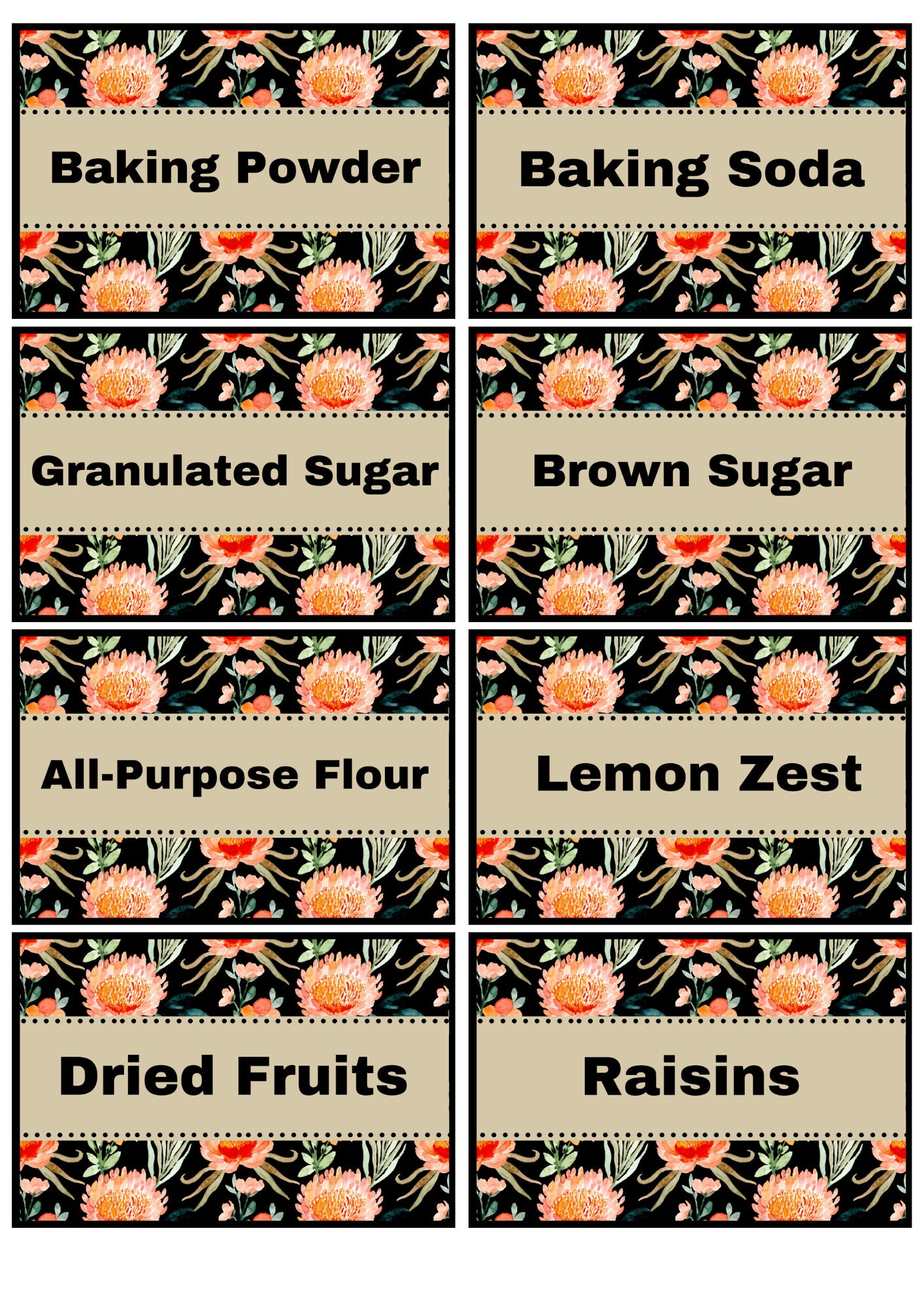 Bloom & Bake: Floral Ingredient Labels - A Must-have for Every Kitchen ...
