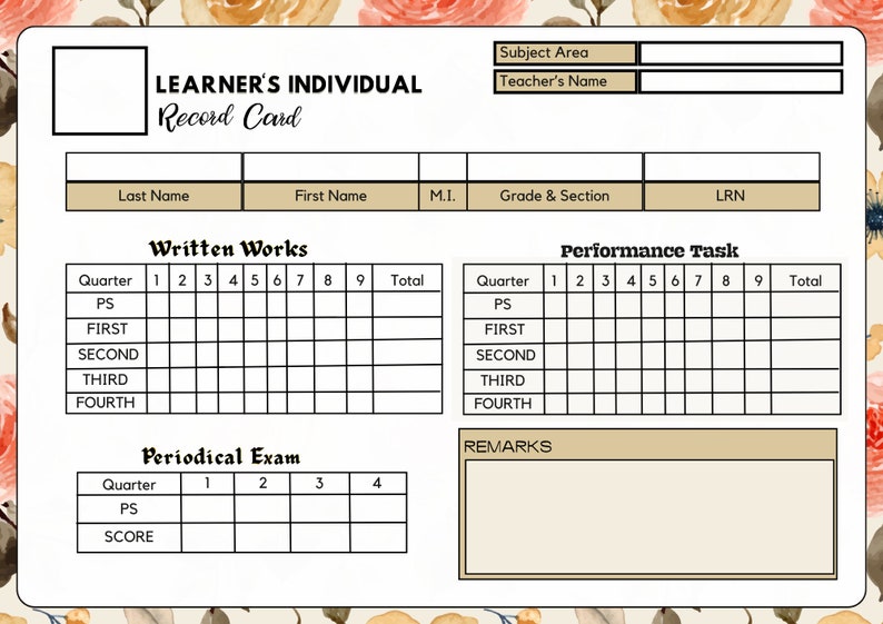 Learners' Individual Report Card for Teachers Essentials - Etsy