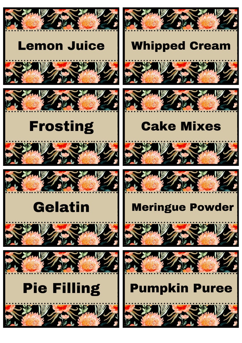 Bloom & Bake: Floral Ingredient Labels - A Must-have for Every Kitchen ...