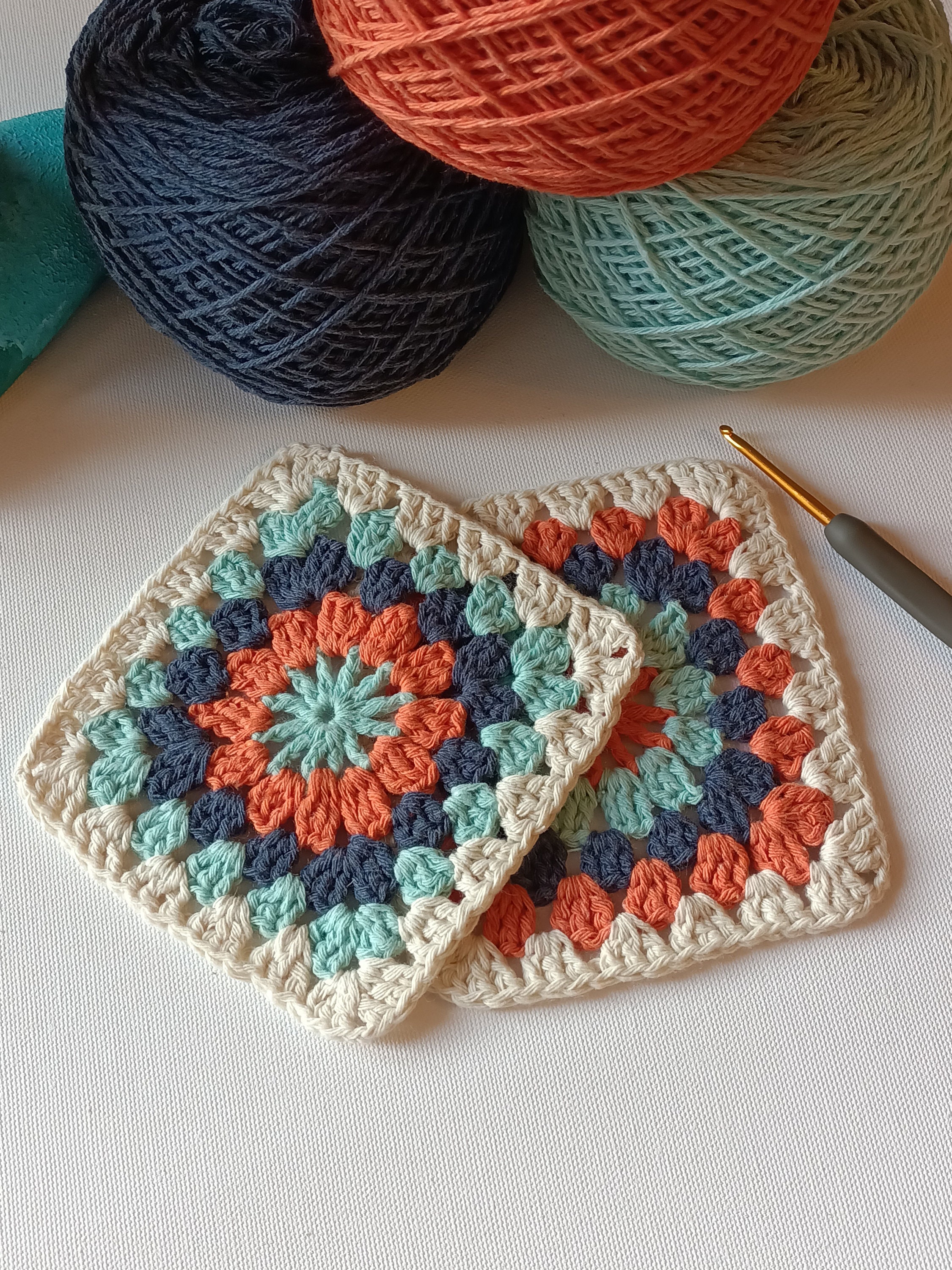 Set of 16 Crocheted Squares, Granny Square Crochet, Crochet Granny ...