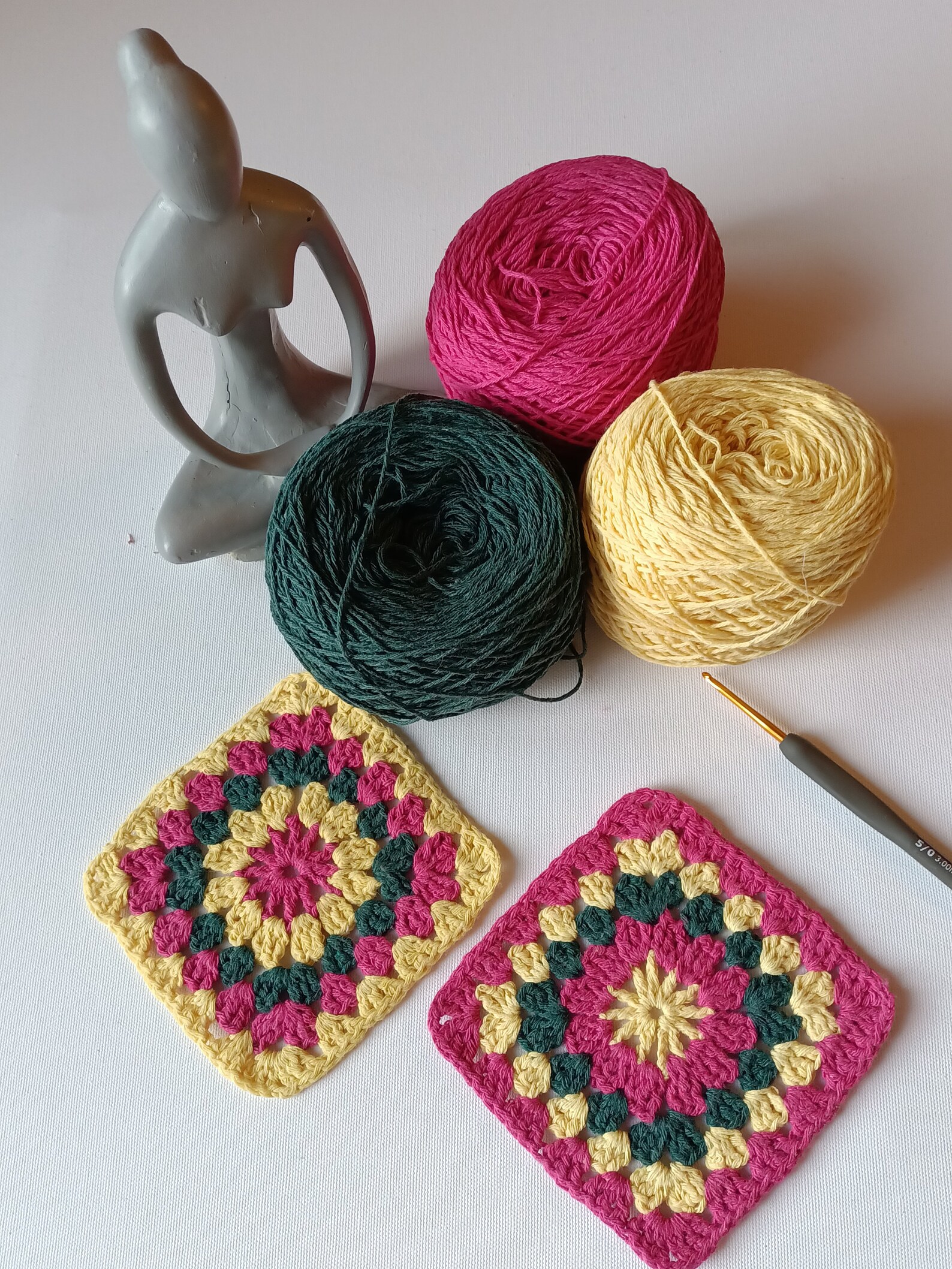 Granny Squares, Set of 8 Crocheted Squares, Finished Granny Square Kit ...