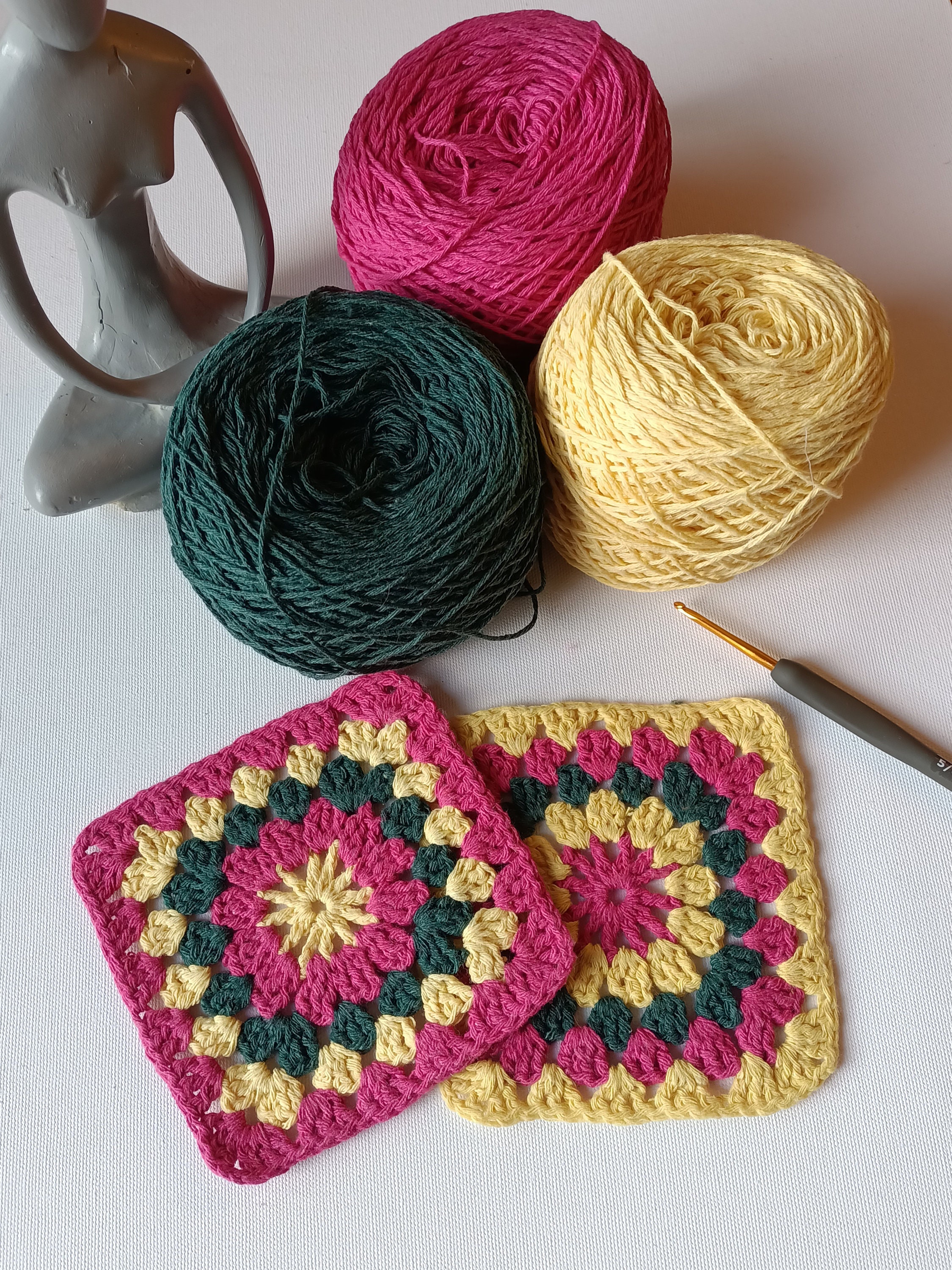 Granny Squares, Set of 8 Crocheted Squares, Finished Granny Square Kit ...