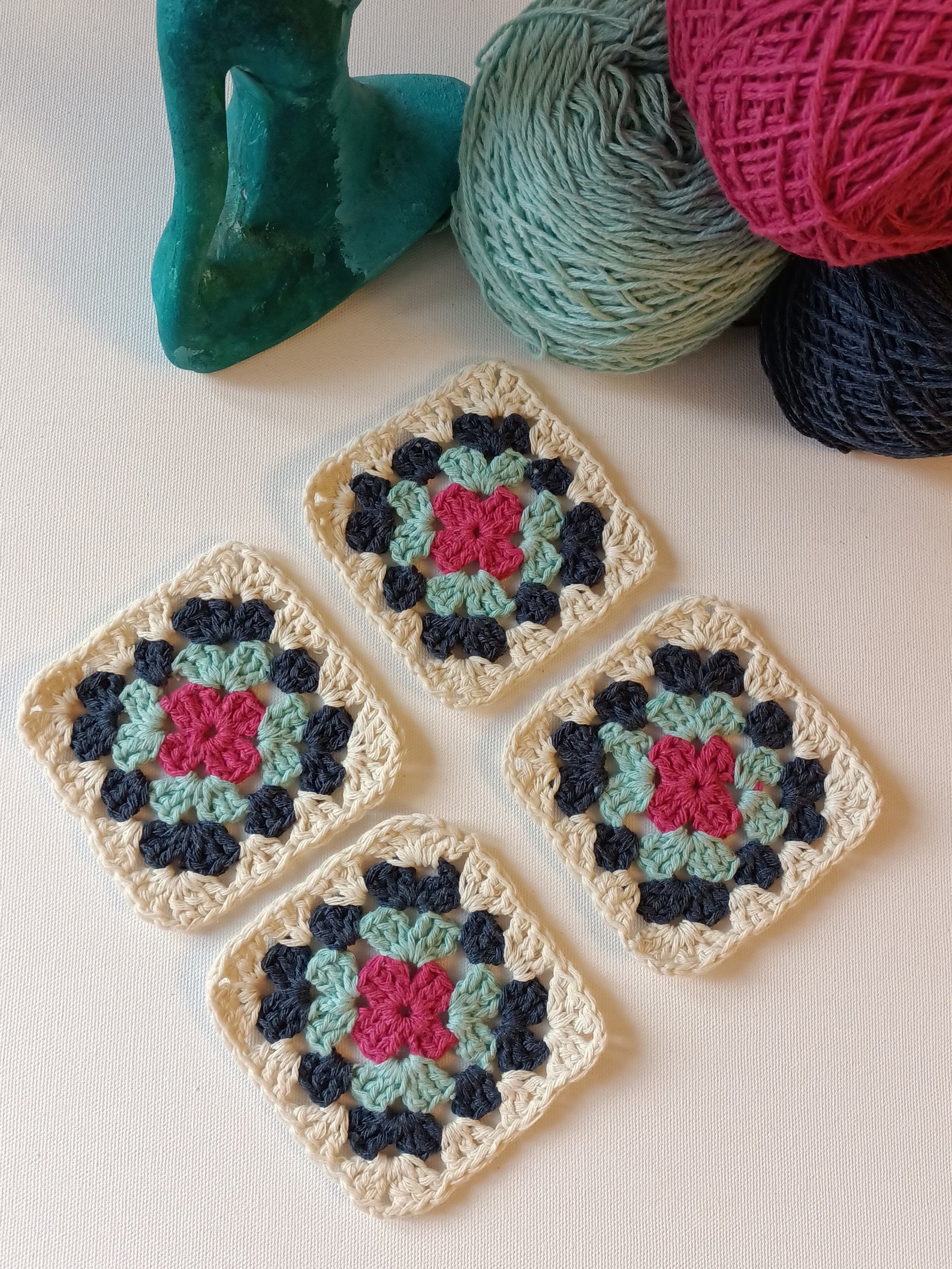 Set of 16 Crocheted Squares, Granny Square Crochet, Crochet Granny ...