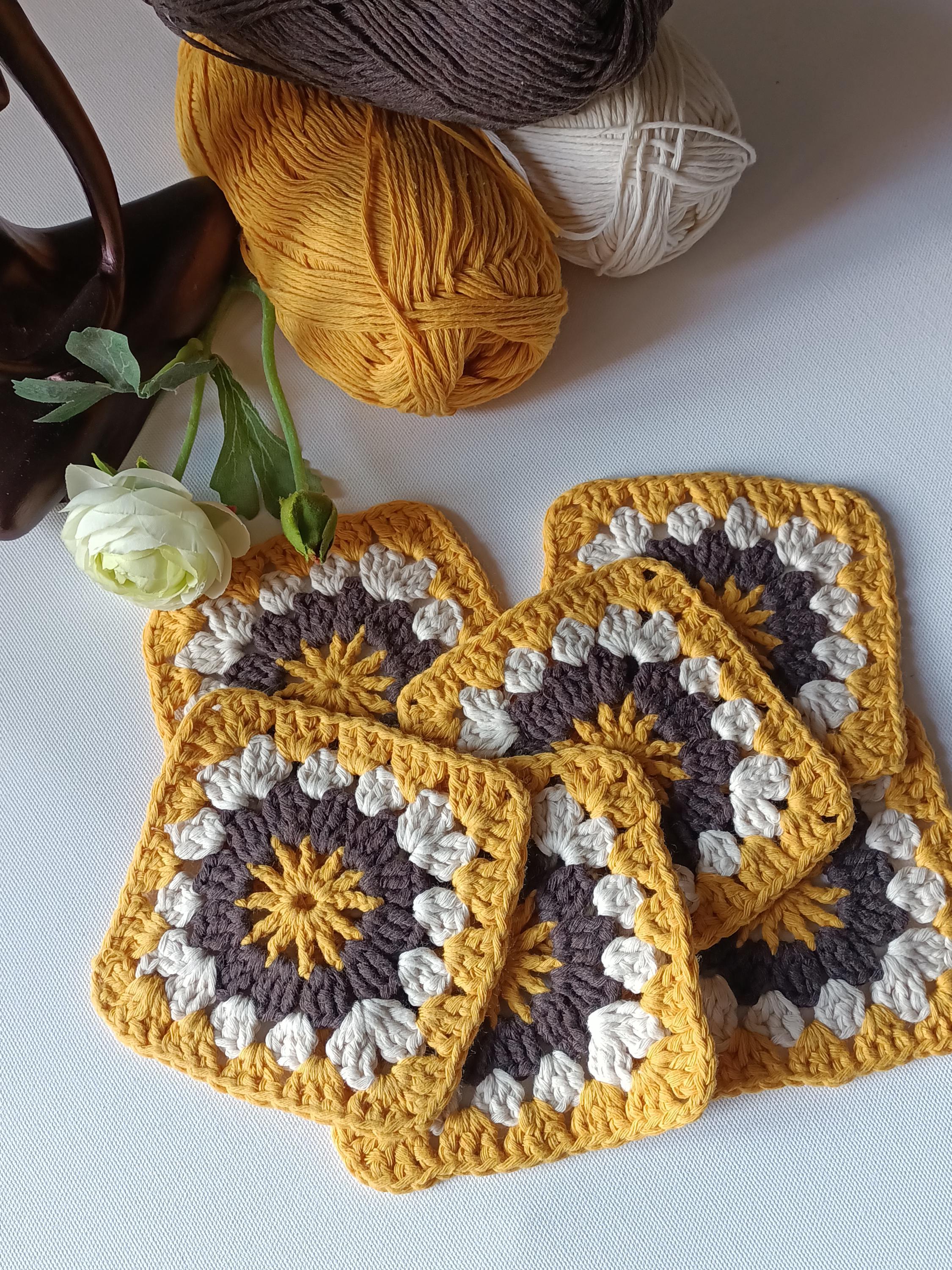 Set of 16 Crocheted Squares, Granny Square Crochet, Crochet Granny ...