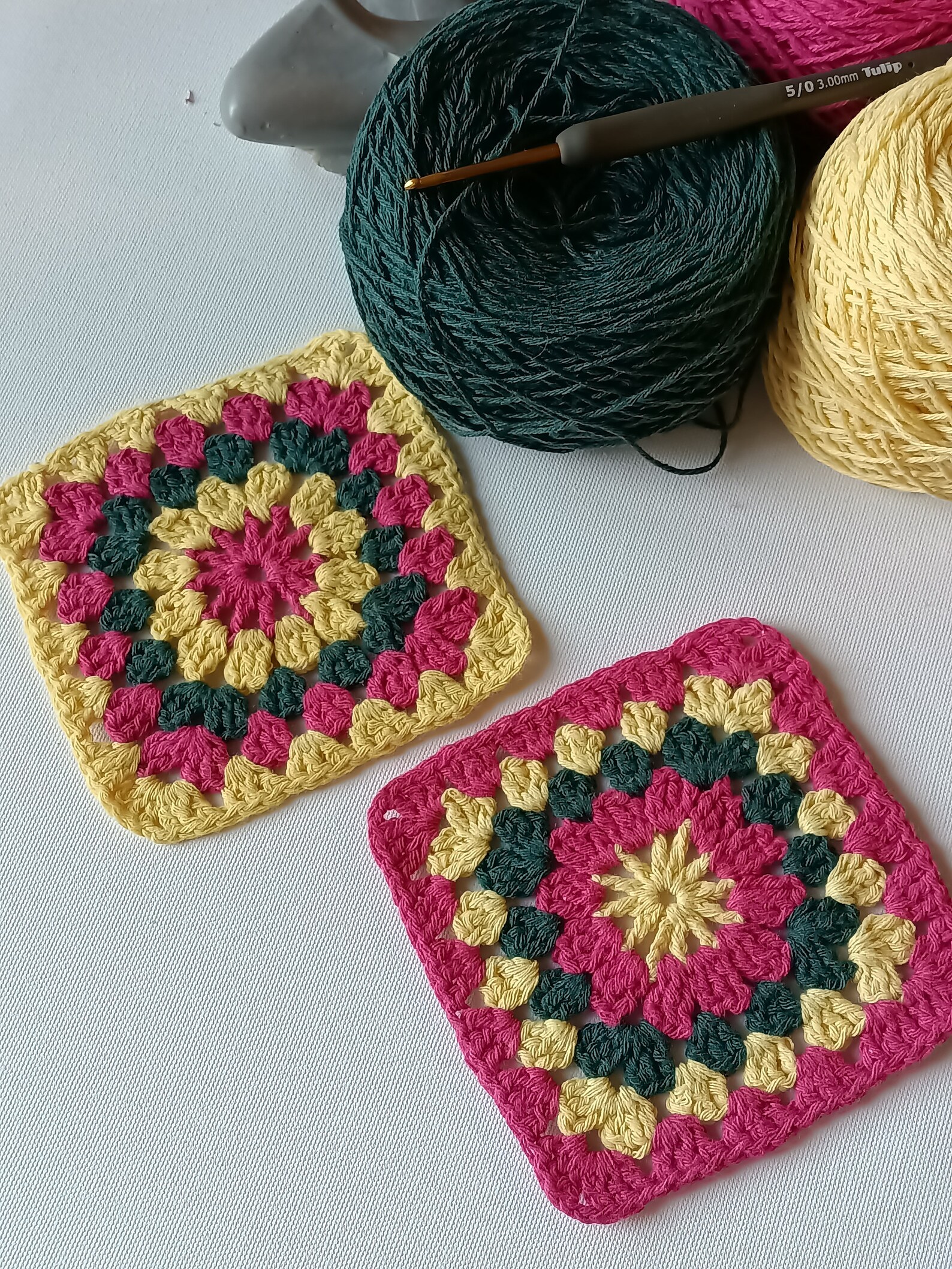 Granny Squares, Set of 8 Crocheted Squares, Finished Granny Square Kit ...