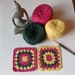 Granny Squares, Set of 8 Crocheted Squares, Finished Granny Square Kit ...