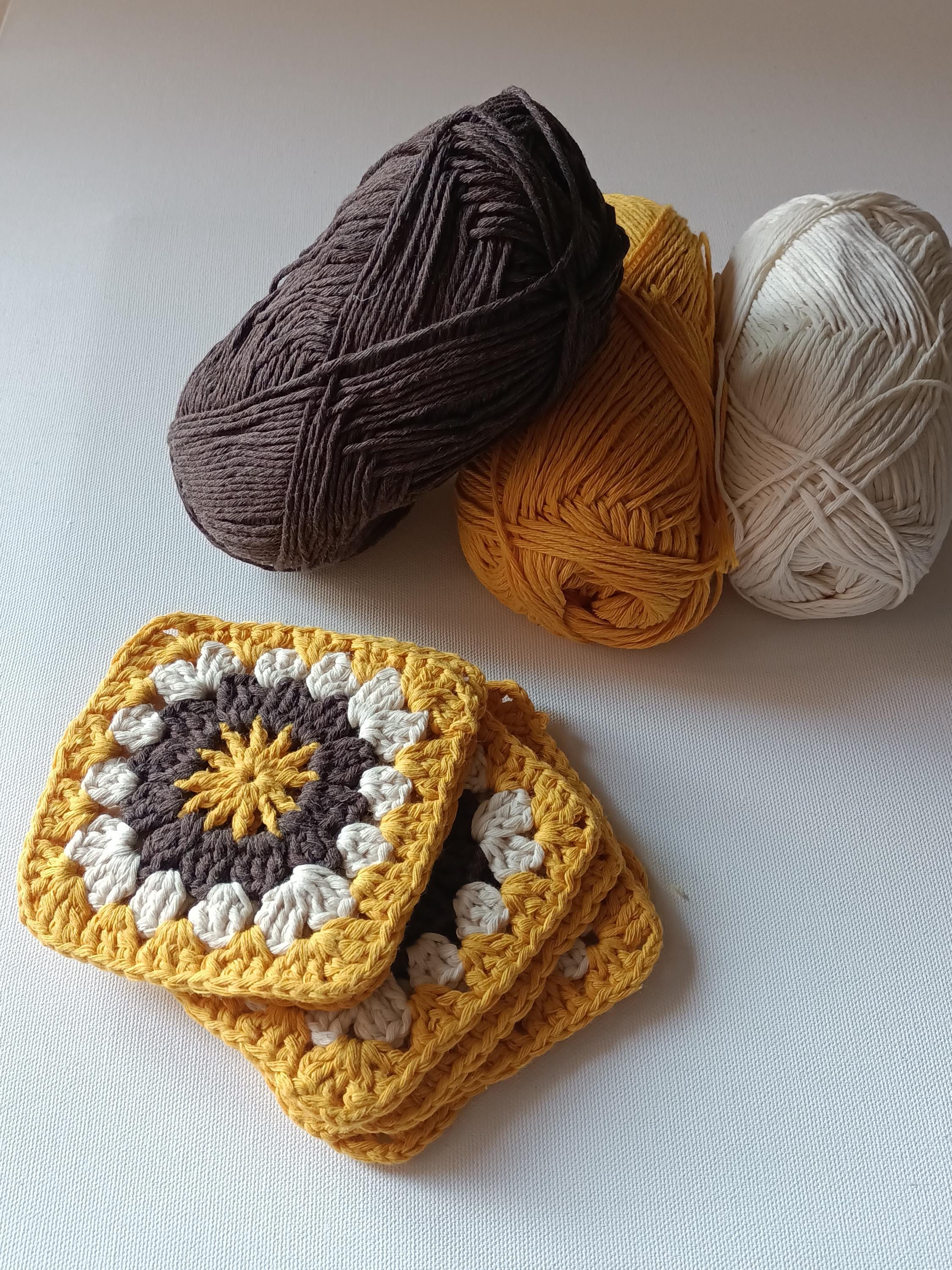 Set of 16 Crocheted Squares, Granny Square Crochet, Crochet Granny ...