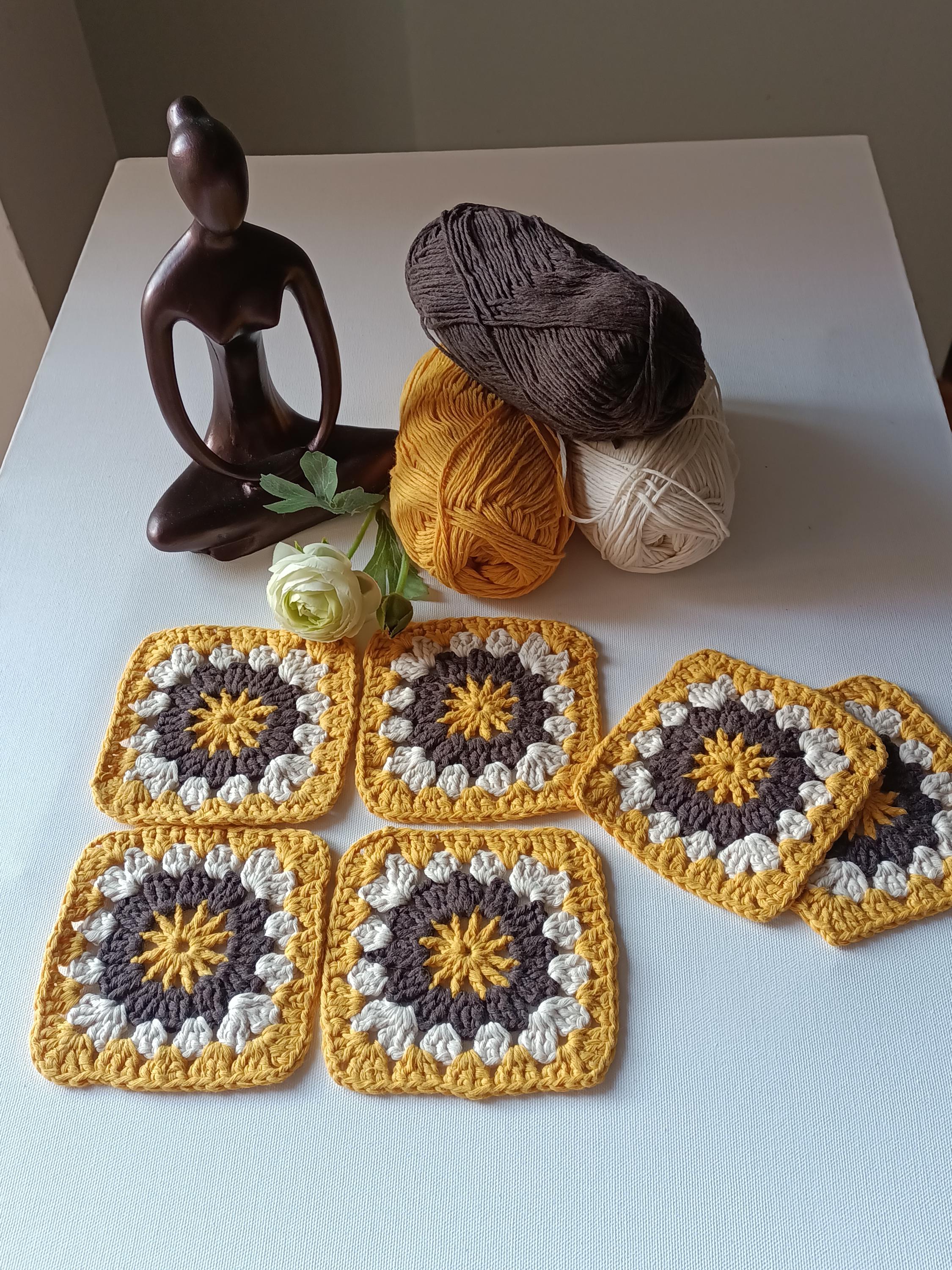 Set of 16 Crocheted Squares, Granny Square Crochet, Crochet Granny ...