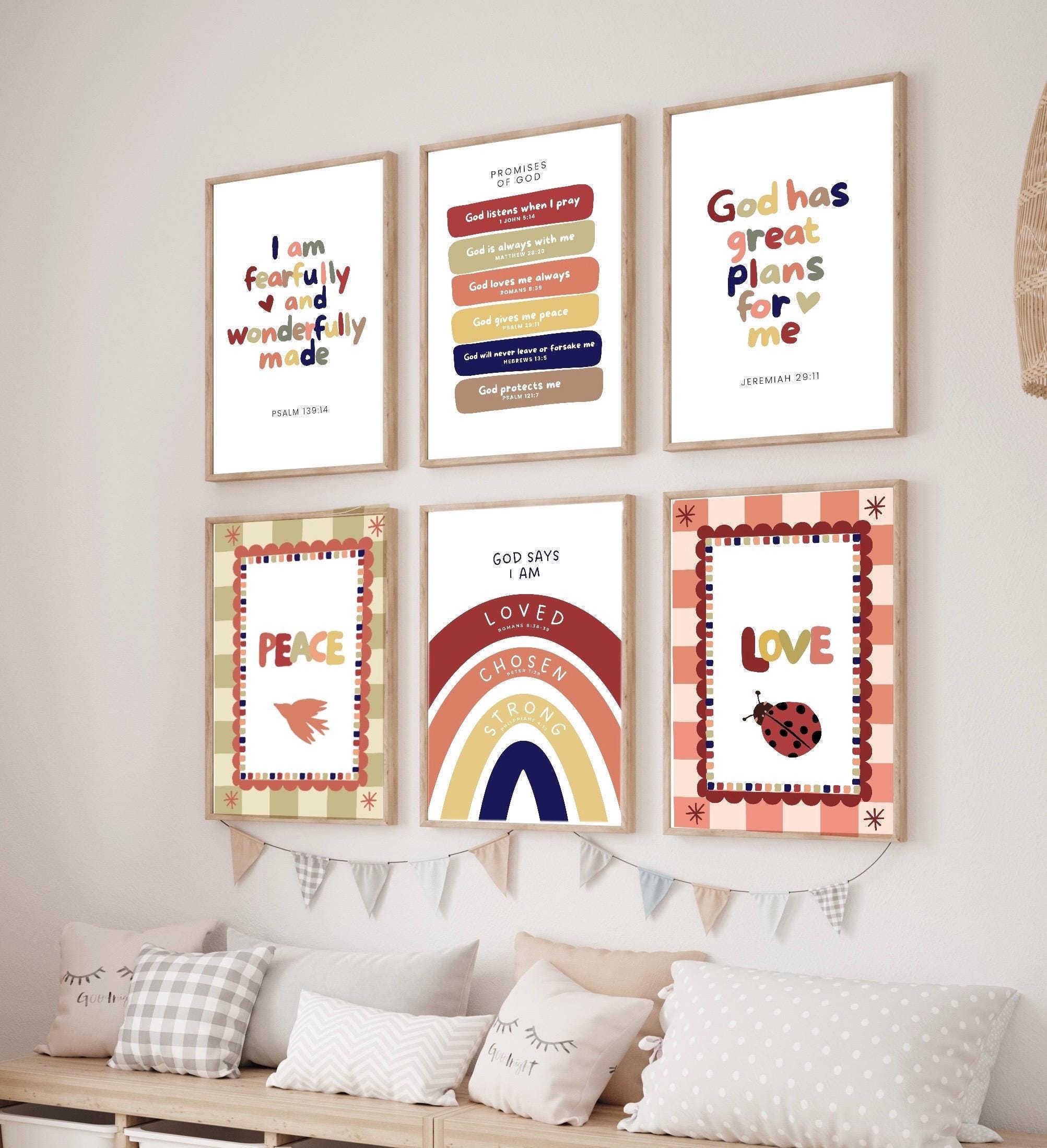 Christian Playroom Print Set, Sunday School Posters, Kids Scripture ...