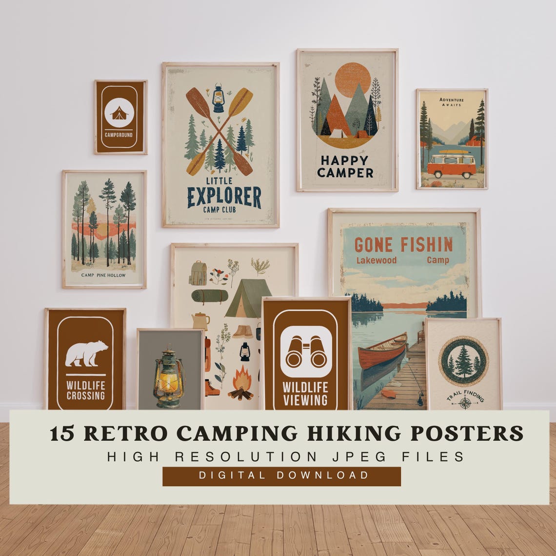 Retro Camping and Hiking Posters, Outdoorsy Nature Nursery Prints ...