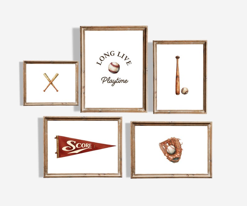 Baseball Watercolor Gallery Wall Art Set, Kids Room Decor, Sport ...