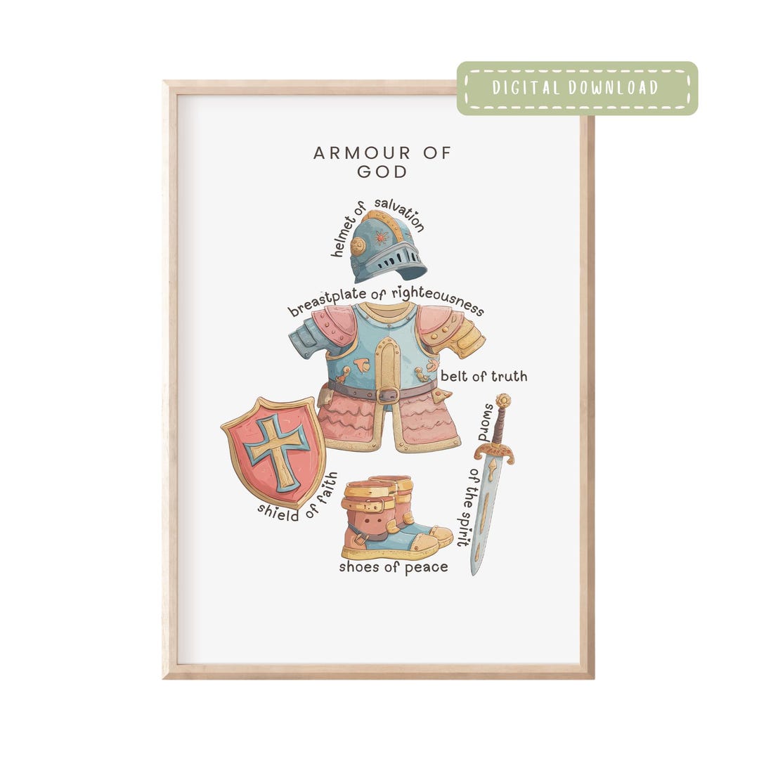 Armour of God Print, Scripture Nursery, Kids Bible Verse Wall Print ...