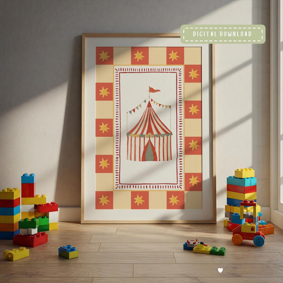 Vintage Circus Tent Big Top Print, Whimsical Carnival Art, Nursery and ...