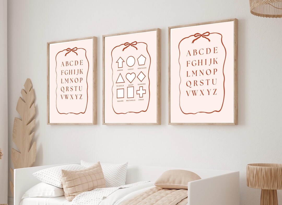 Coquette Nursery Decor: Bows, ABC, Numbers, Shapes (digital Download ...