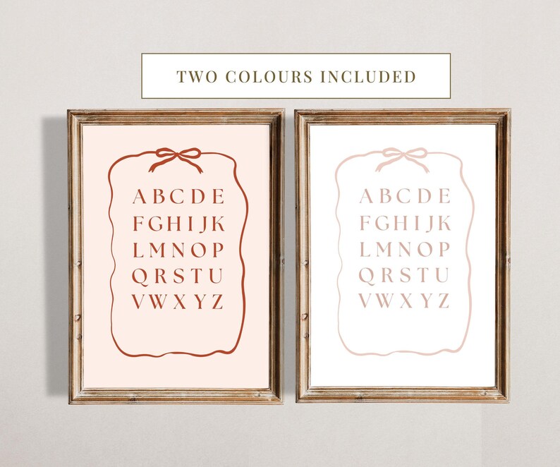 Pink Coquette Educational Poster Set: Bows, Alphabet, Numbers (digital ...