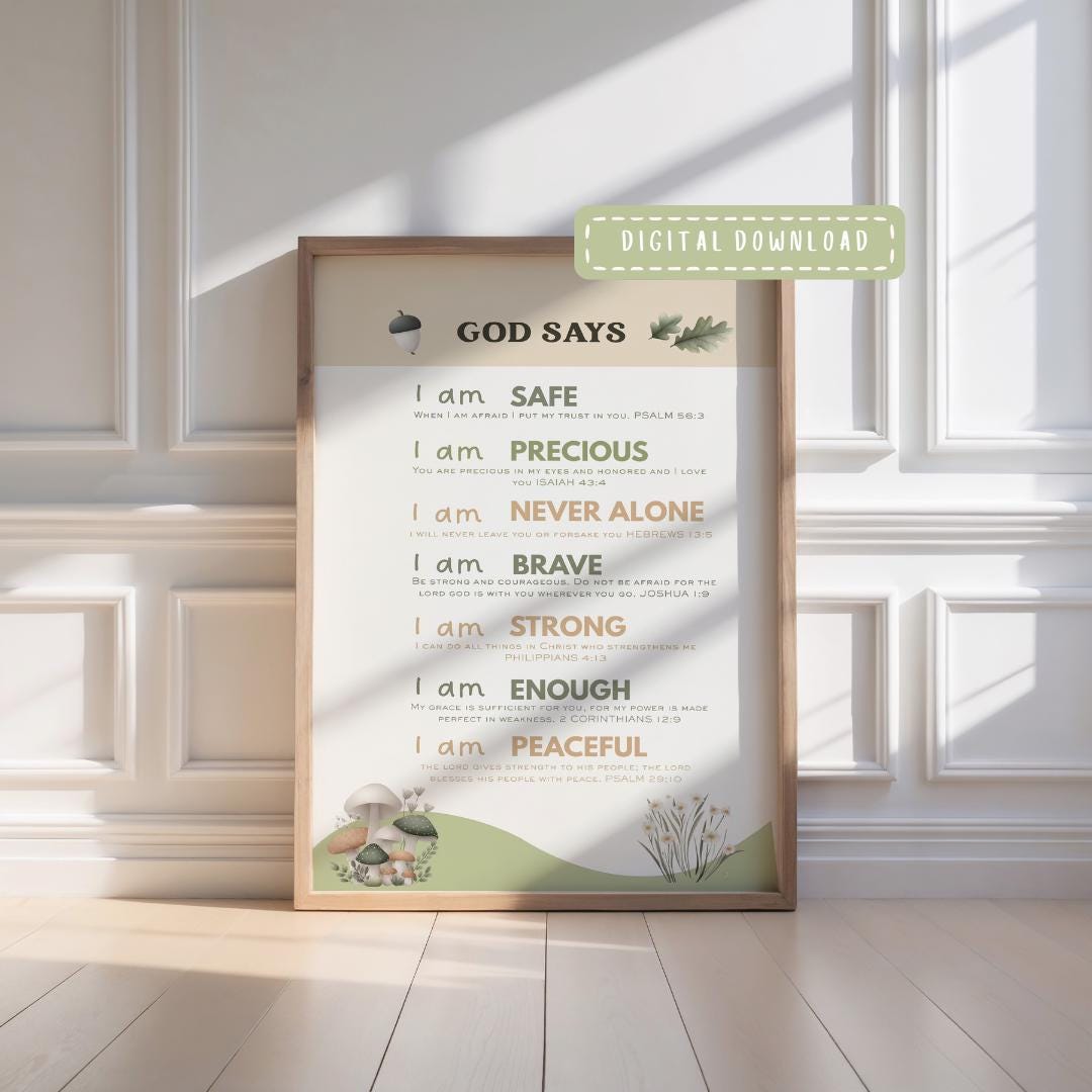 God Says I Am Scripture Affirmations, Christian Calm Corner, Bible ...