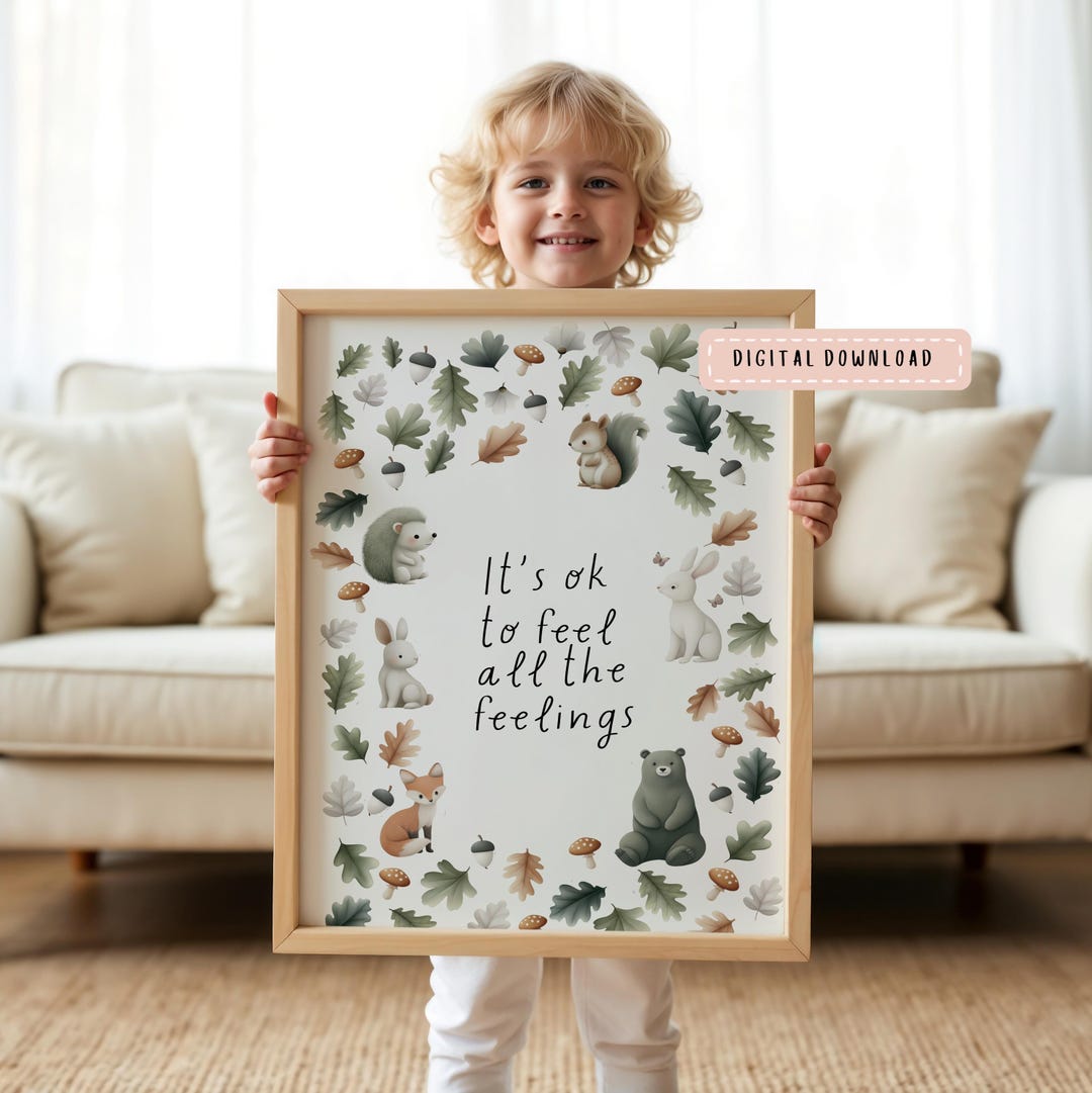 Woodland Forest Calm Corner Affirmation Poster, Feel All the Feelings ...