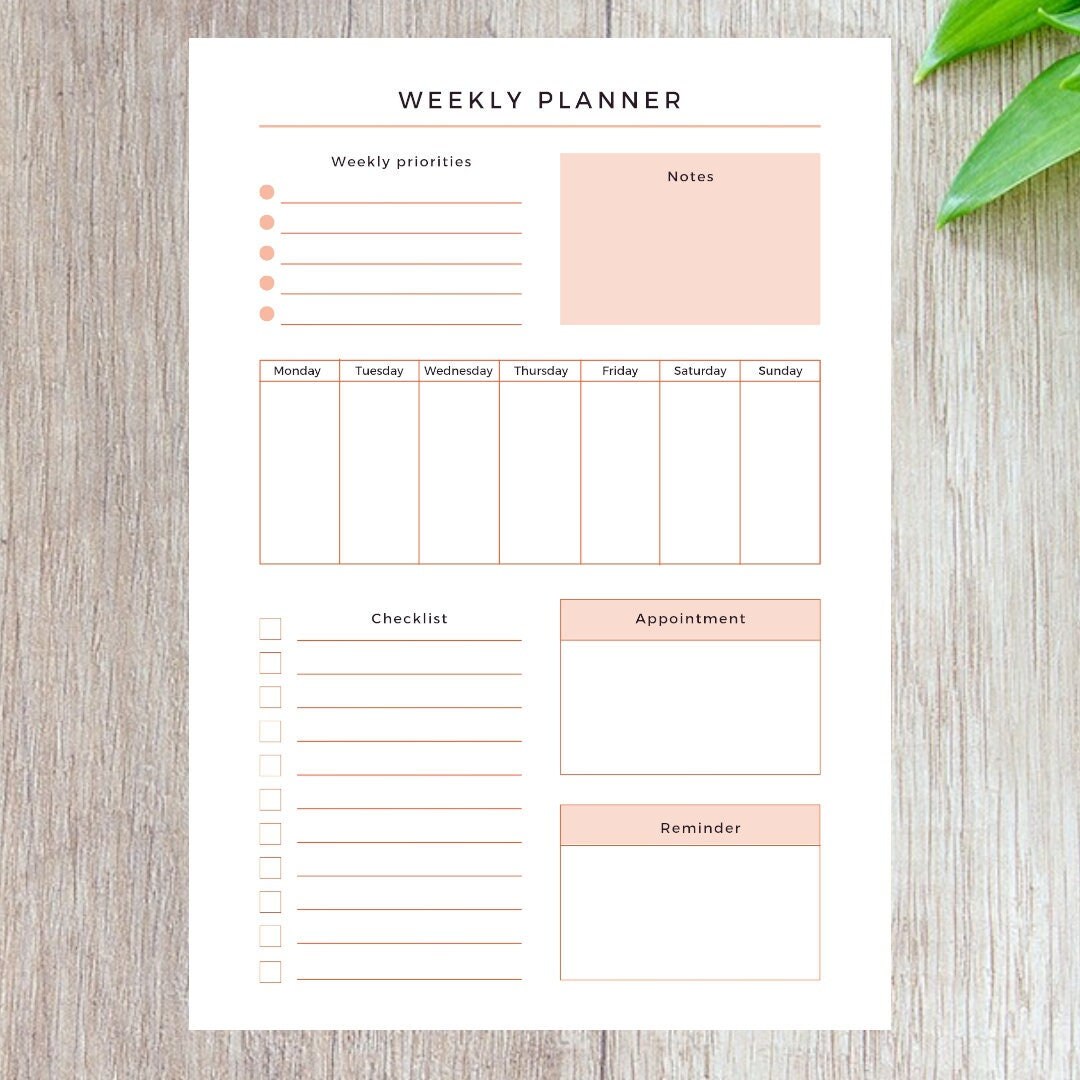 Digital Weekly Planner, Digital Planner, Printable Planner - Etsy