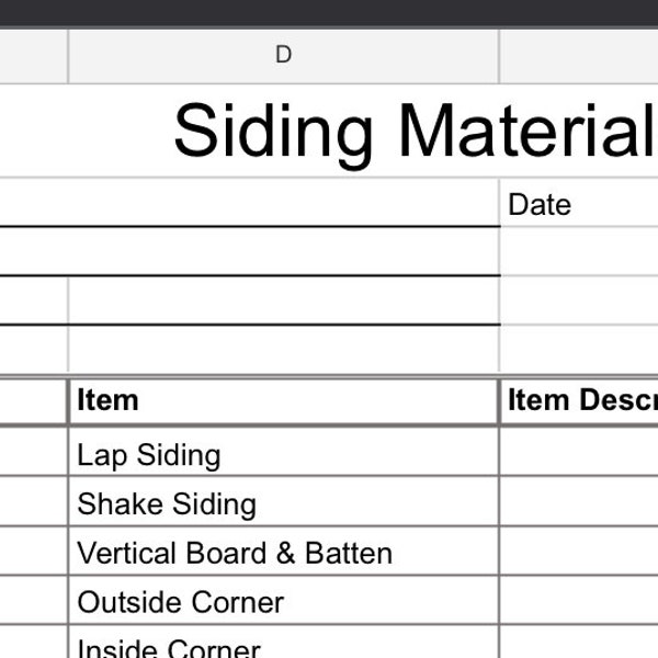 Siding Order Form - Etsy
