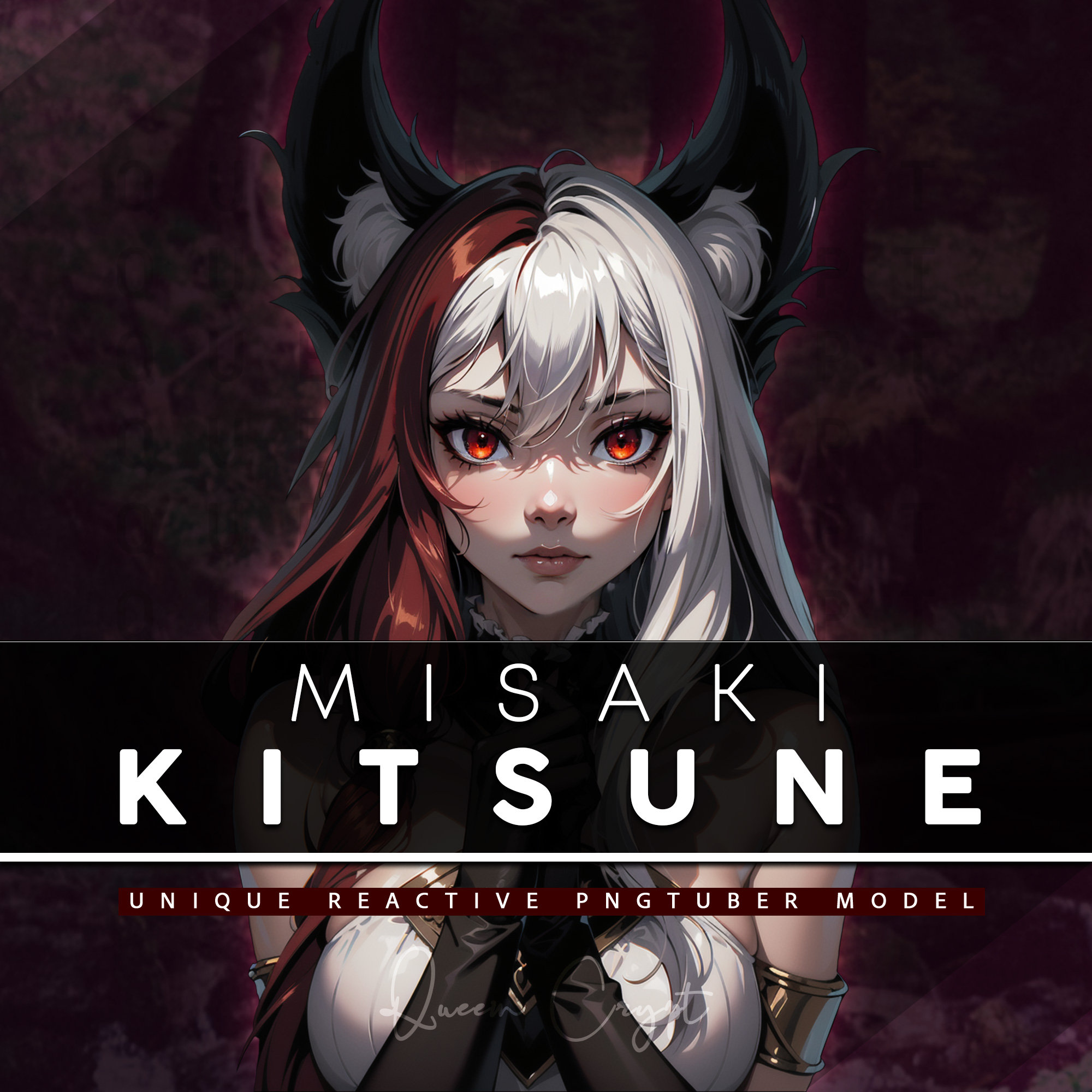 Misaki Kitsune PNGTUBER | Ready to Use | 3 Expressions | 12 Reactive ...