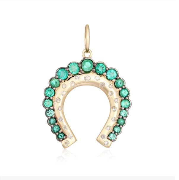 14k Gold Emerald Horseshoe Pendant: Handmade Charm Duty Tariff Free - Etsy