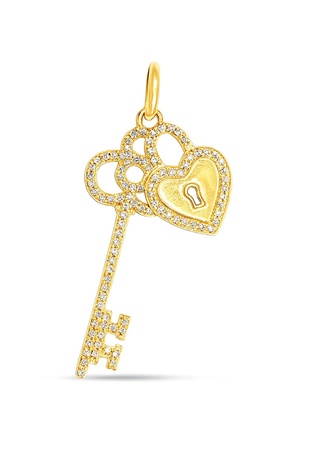 14k Gold Lock and Key Diamond Pendant Duty/tariff Free - Etsy